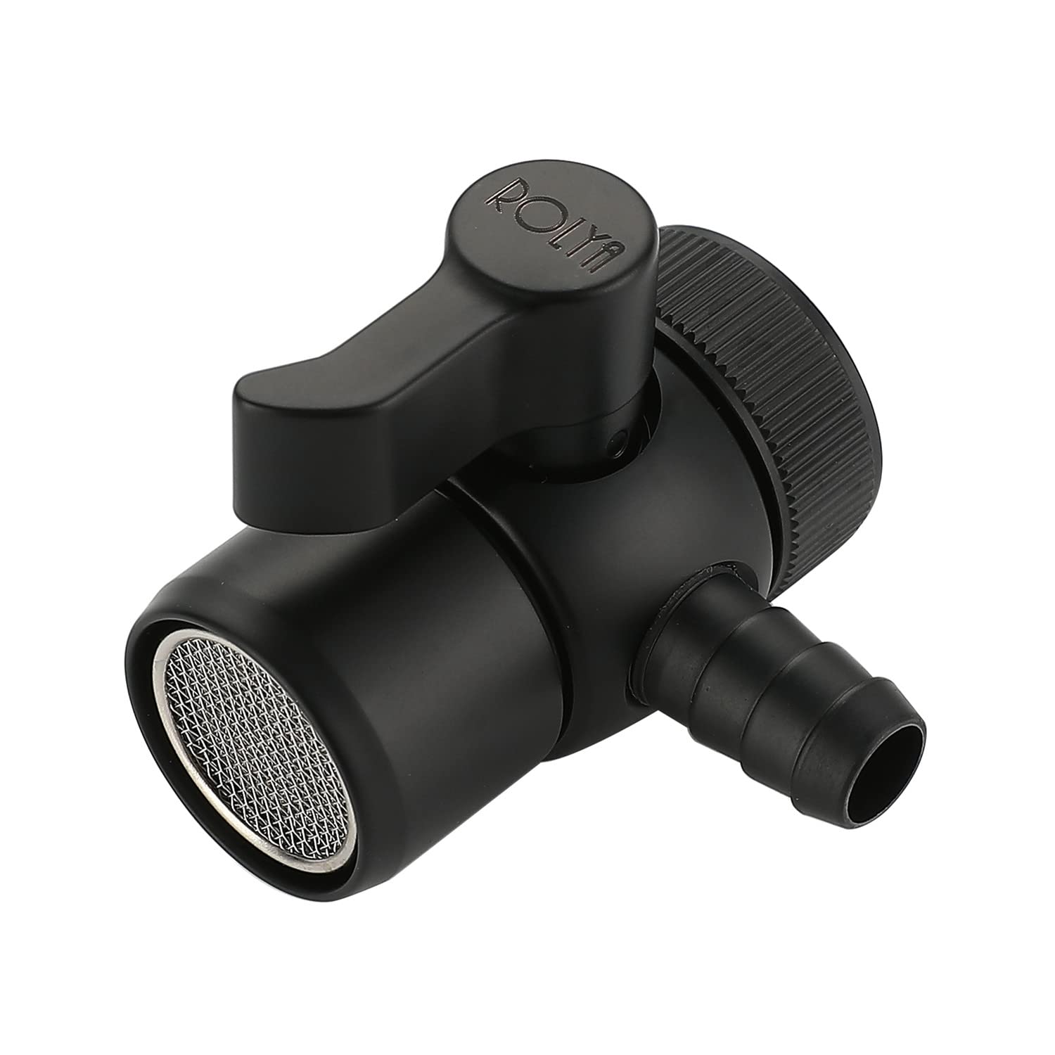 ROLYA Kitchen Sink Tap Water Filter Faucet Diverter Valve Aerator for Quick Push on 3/8 inch Tubing Replacement Part (3/8" Single Barb, Black)