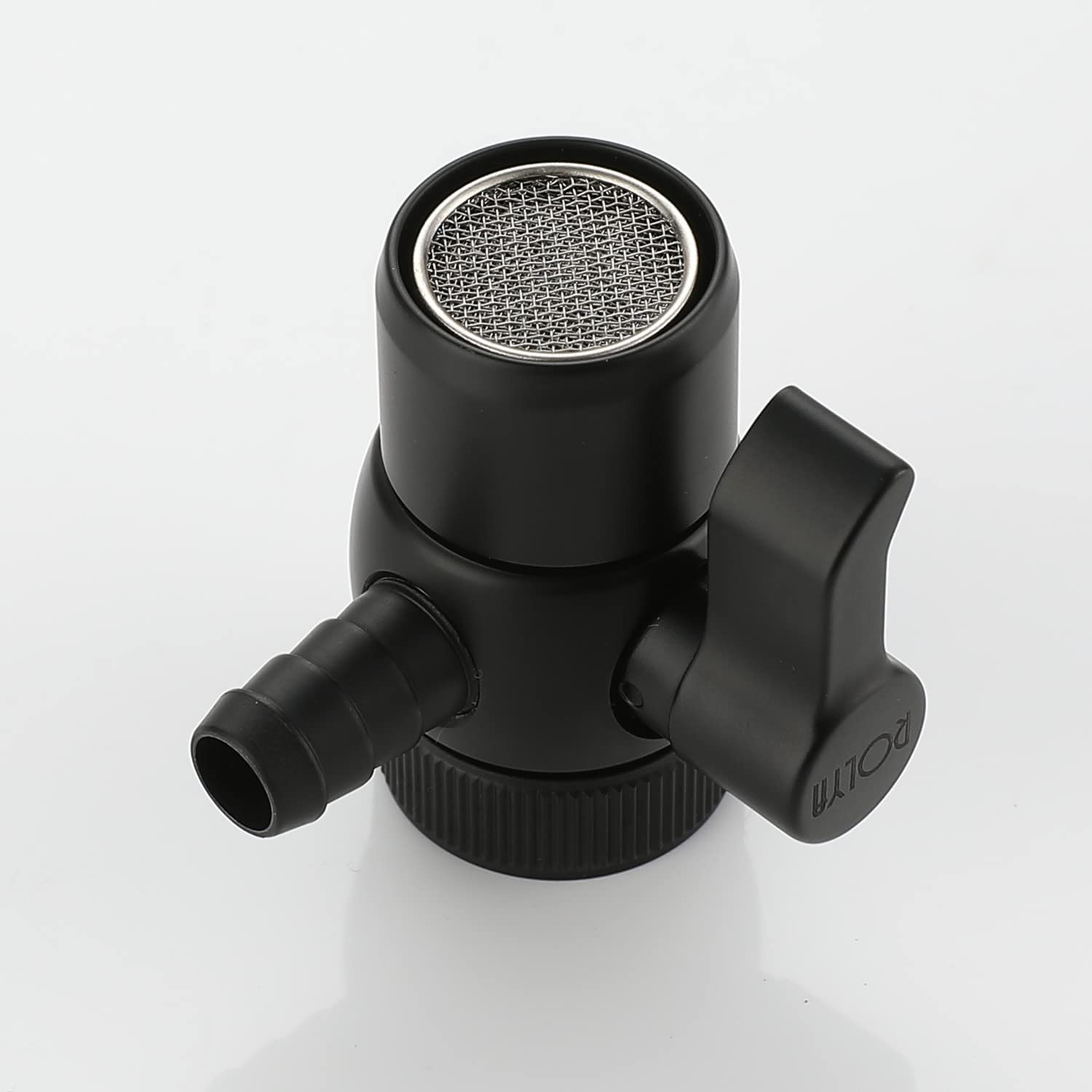 ROLYA Kitchen Sink Tap Water Filter Faucet Diverter Valve Aerator for Quick Push on 3/8 inch Tubing Replacement Part (3/8" Single Barb, Black)