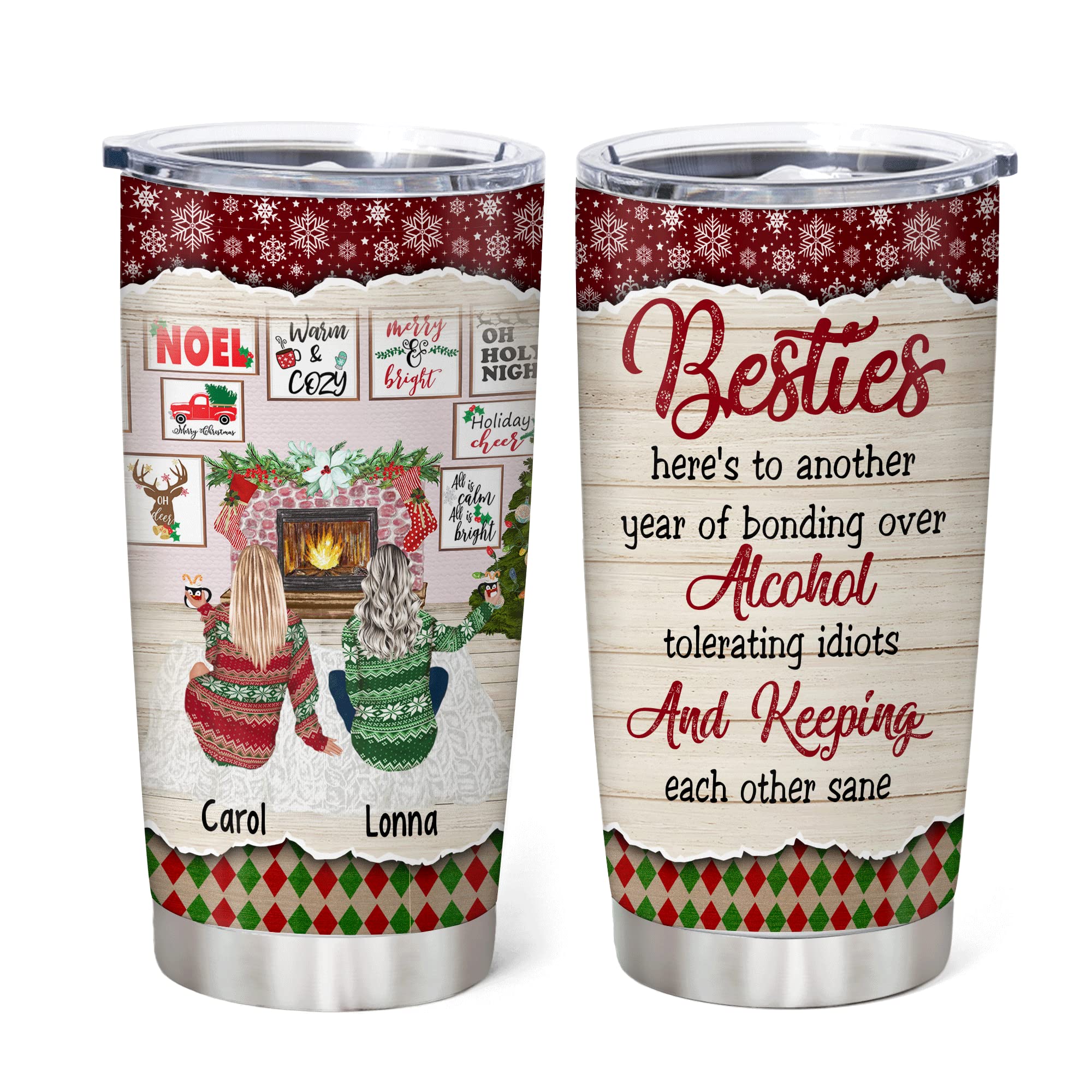 Personalized To My Besties Tumbler, Besties Here's To Another Year Of Bonding Over , 20oz Stainless Steel Tumbler Customized Best Friend, Gift For Sister, Bestie On Birthday, Thanksgiving, Christmas
