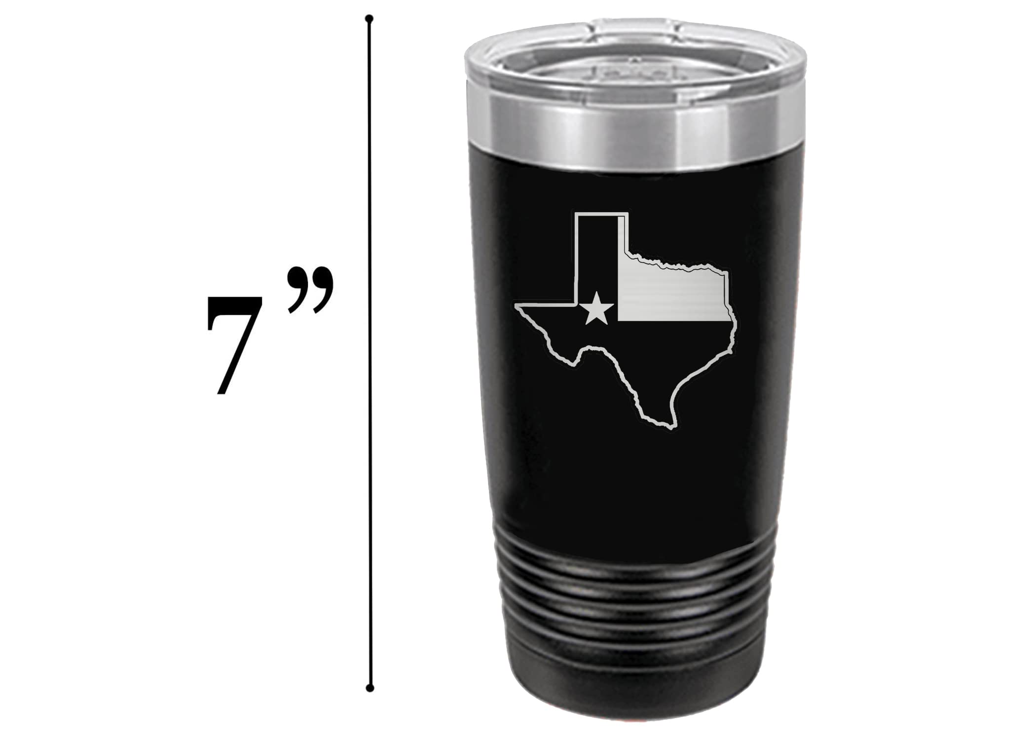 Rogue River Tactical Funny Texas Flag 20 Oz. Stainless Steel Travel Tumbler Mug Cup w/Lid Vacuum Insulated Hot or Cold (Black)