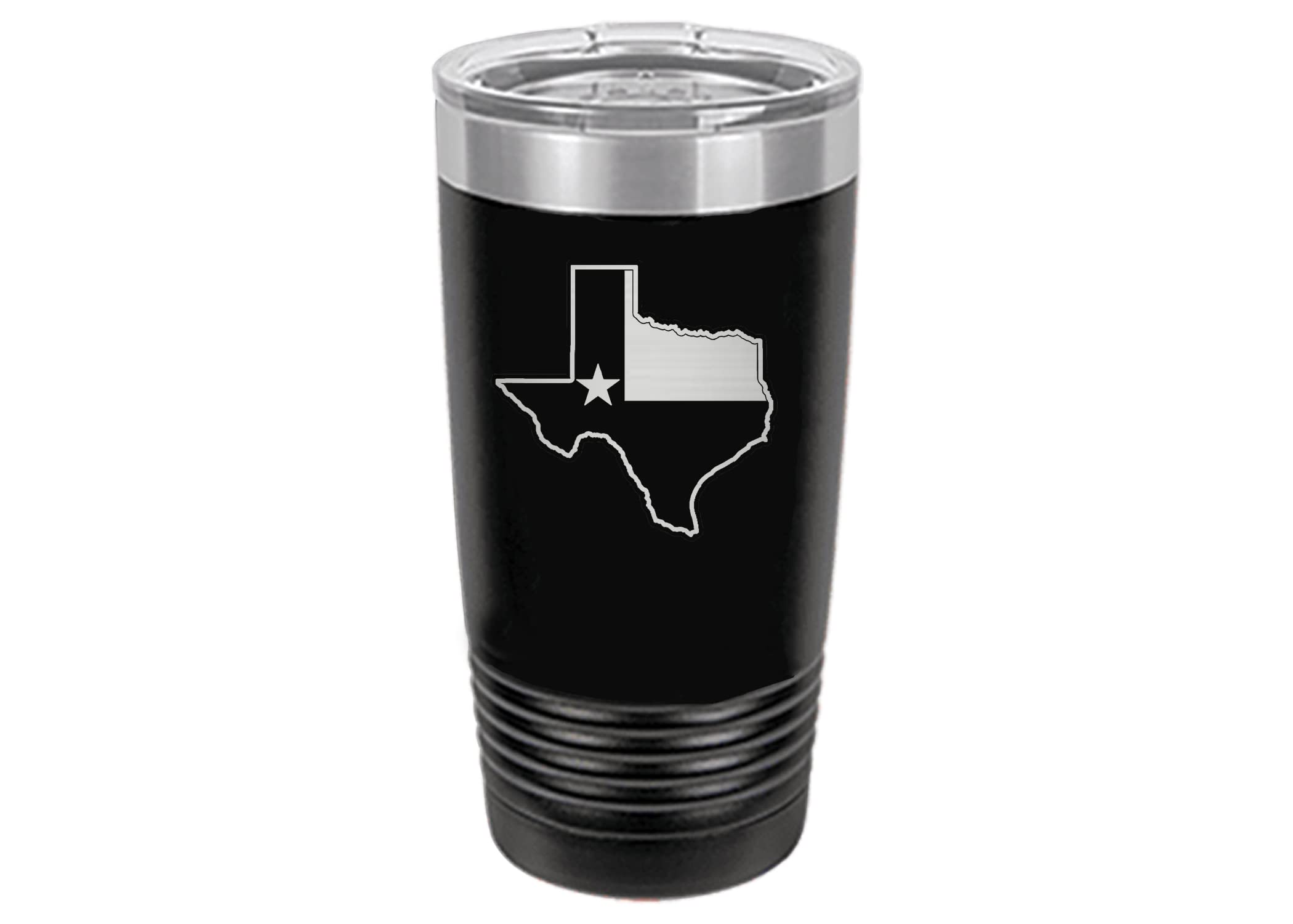 Rogue River Tactical Funny Texas Flag 20 Oz. Stainless Steel Travel Tumbler Mug Cup w/Lid Vacuum Insulated Hot or Cold (Black)