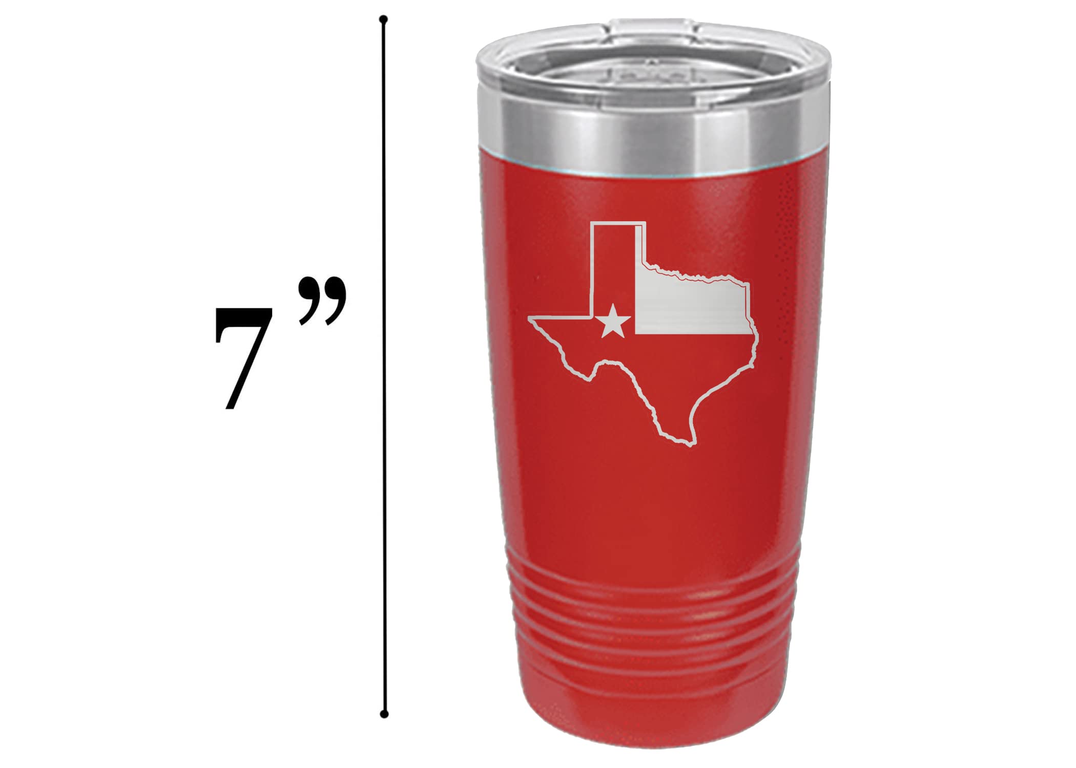 Rogue River Tactical Funny Texas Flag 20 Oz. Stainless Steel Travel Tumbler Mug Cup w/Lid Vacuum Insulated Hot or Cold (Red)