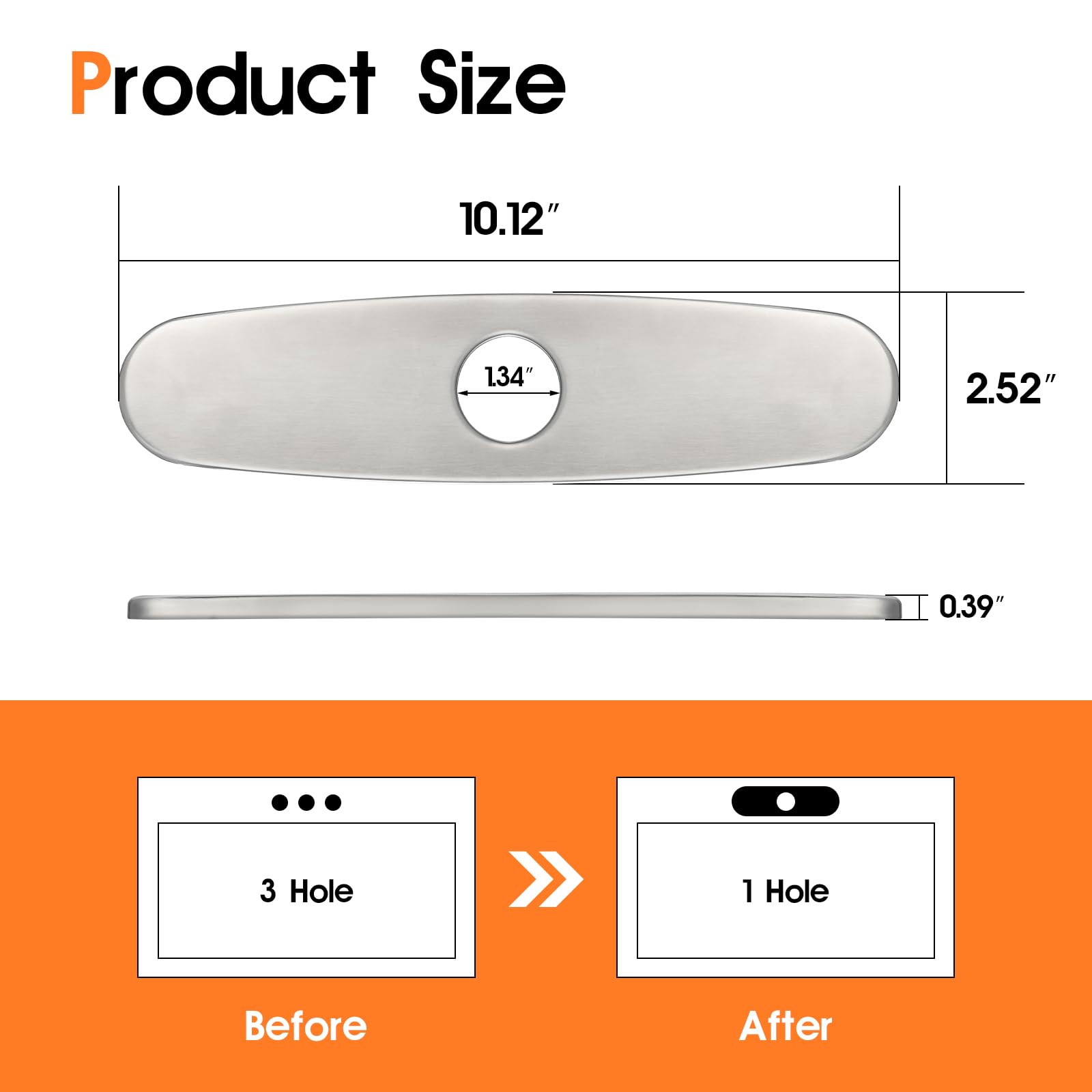 Lanceler Sink Faucet Hole Cover Deck Plate Brushed Nickel 10 Inch 1 or 3 Faucet Escutcheon for Bathroom or Kitchen Vanity Sink Faucet Stainless Steel