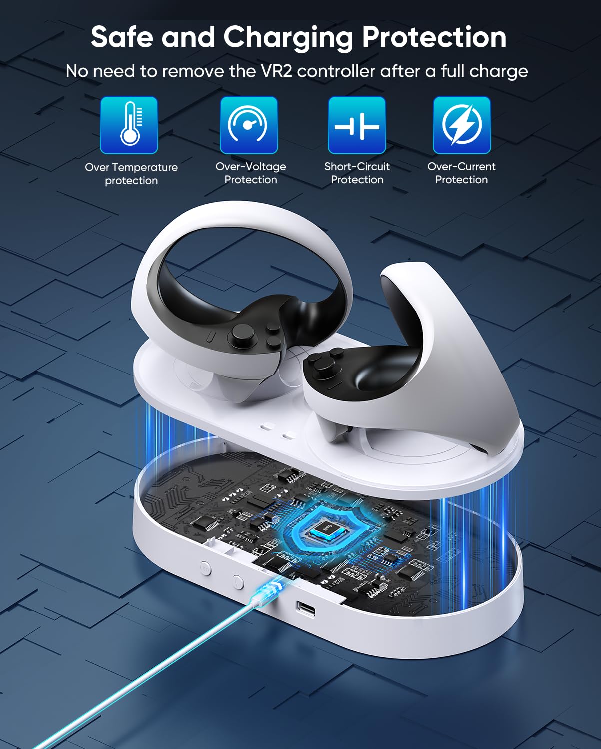 FASTSNAIL Charging Stand for PlayStation VR2, Multifunction Vertical PS VR2 Headset & Sense Controllers Charge Dock Station with 10 RGB Light Modes of Memory, for PS5 VR2 PSP Games Accessories