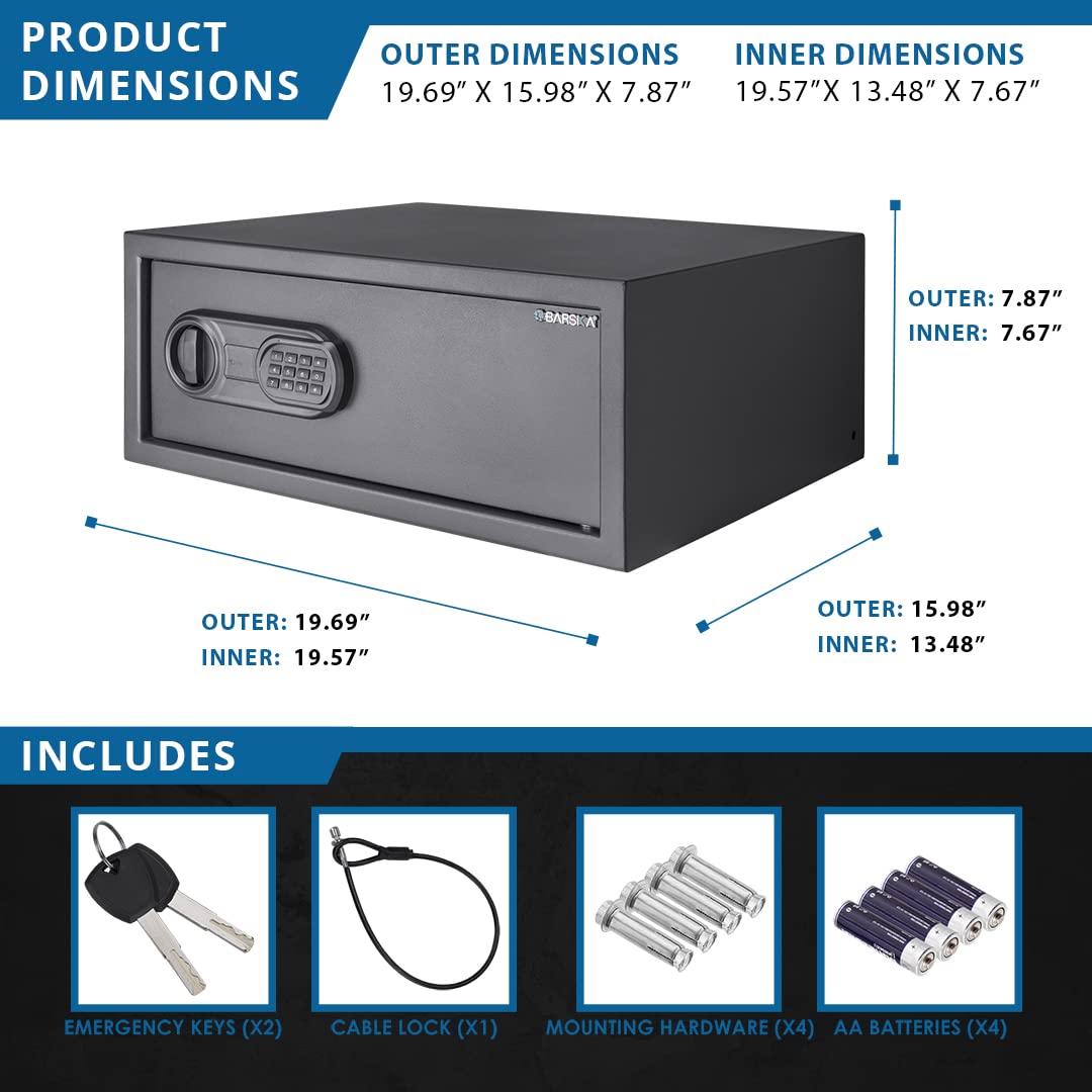 Barska 1.2 Cu. Ft Digital Keypad Safe β LED Interior Light, Extra-Wide for Laptops, Silent Mode, Steel Security Safe