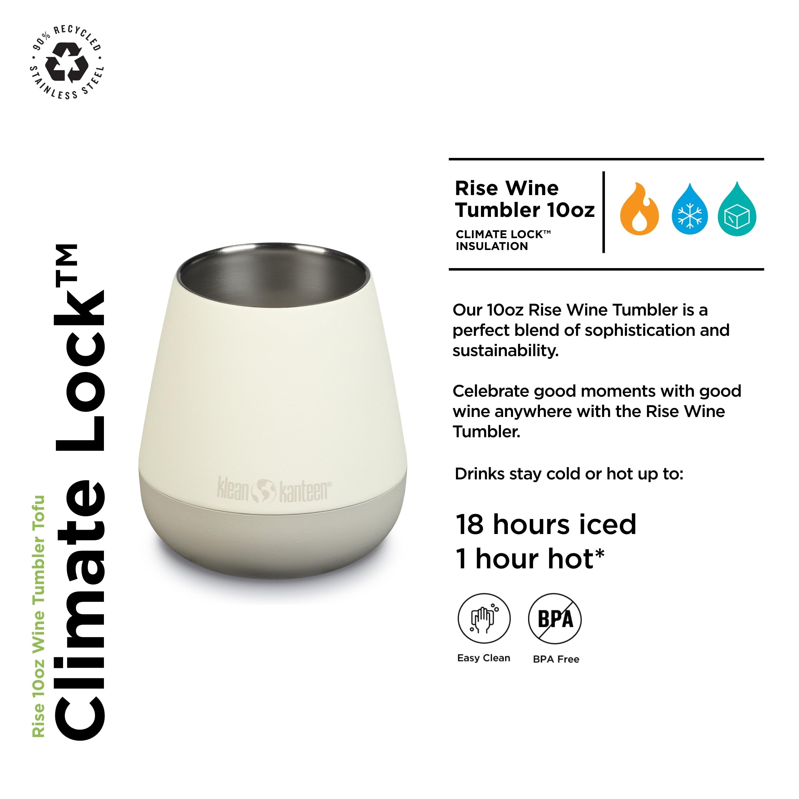 KLEAN KANTEEN Tofu Insulated Rise Tumbler W/Flip Lid, 1 EA
