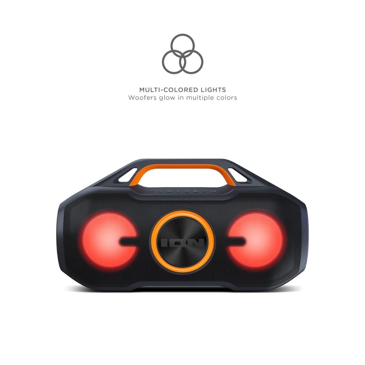 ION Audio AquaSport Max - Water-Resistant Bluetooth Stereo Speaker with Lights (Renewed)