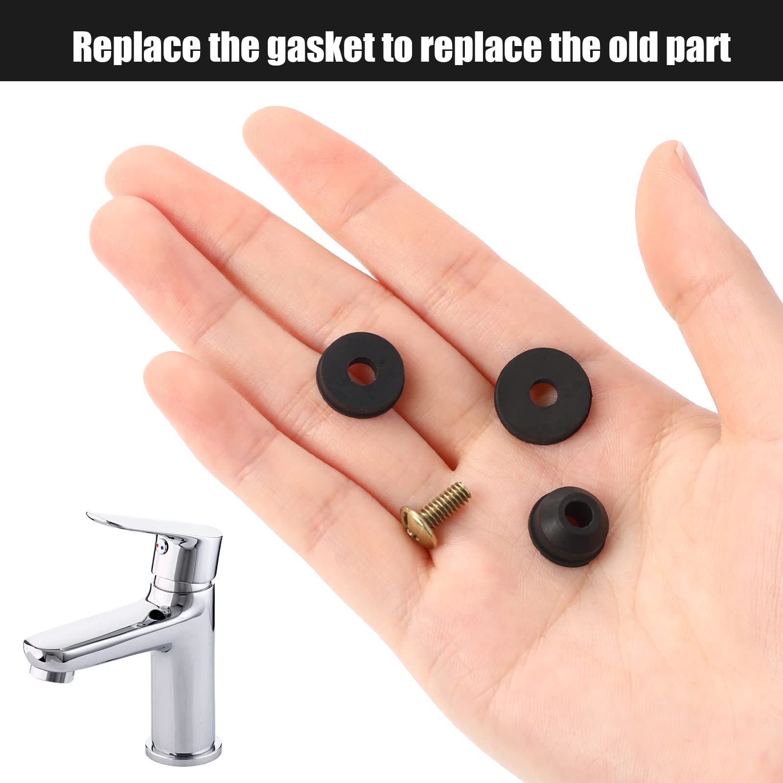 Faucet Washers,58 Pack Faucet Washer Assortment Kit Faucet Parts Washer Flat and Beveled Rubber Faucet Washers Assortment Replacement Kit for Repairing Faucet Leak Worn Out Washer Replacements