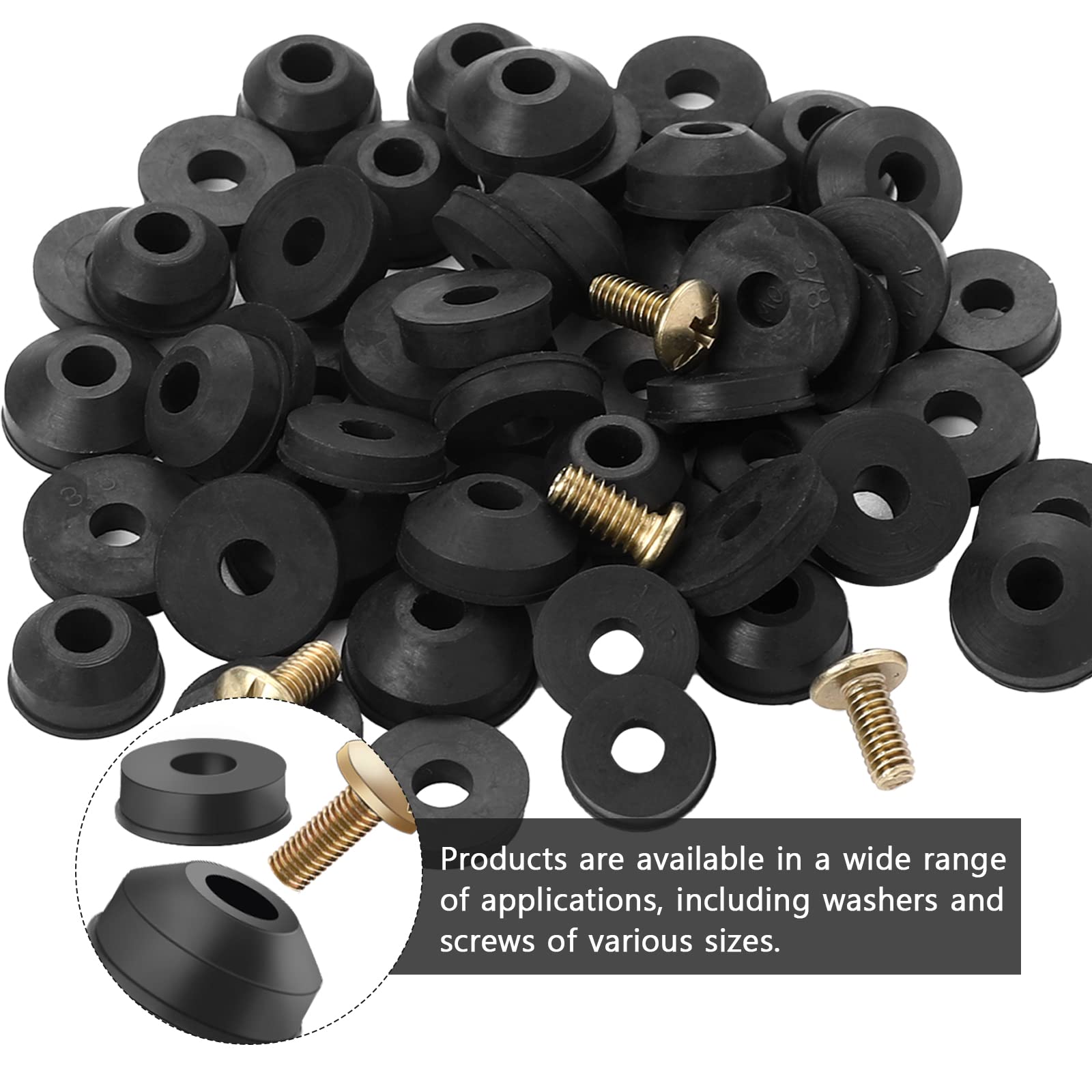 Faucet Washers,58 Pack Faucet Washer Assortment Kit Faucet Parts Washer Flat and Beveled Rubber Faucet Washers Assortment Replacement Kit for Repairing Faucet Leak Worn Out Washer Replacements