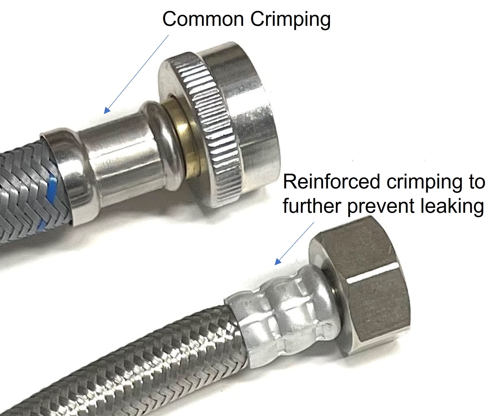 Faucet Water Supply Connector Line Braided Stainless Steel, Faucet Supply Line - 3/8 Female Compression Thread x 1/2 Female Iron Pipe Thread (3/8" Comp x 1/2" FIP) (10, 16 inch)