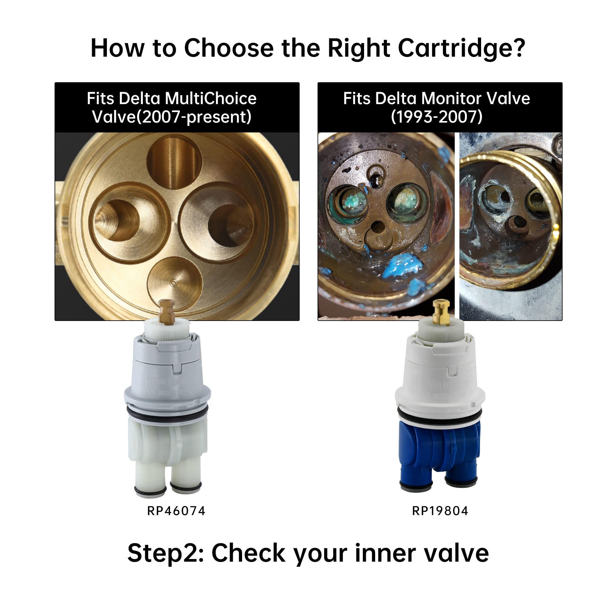 RP46074 Shower Cartridge Replacement for Delta 13/14 Series, Compatible with Delta MultiChoice Rough-in Valve and Single-Hanlde Trim Kit