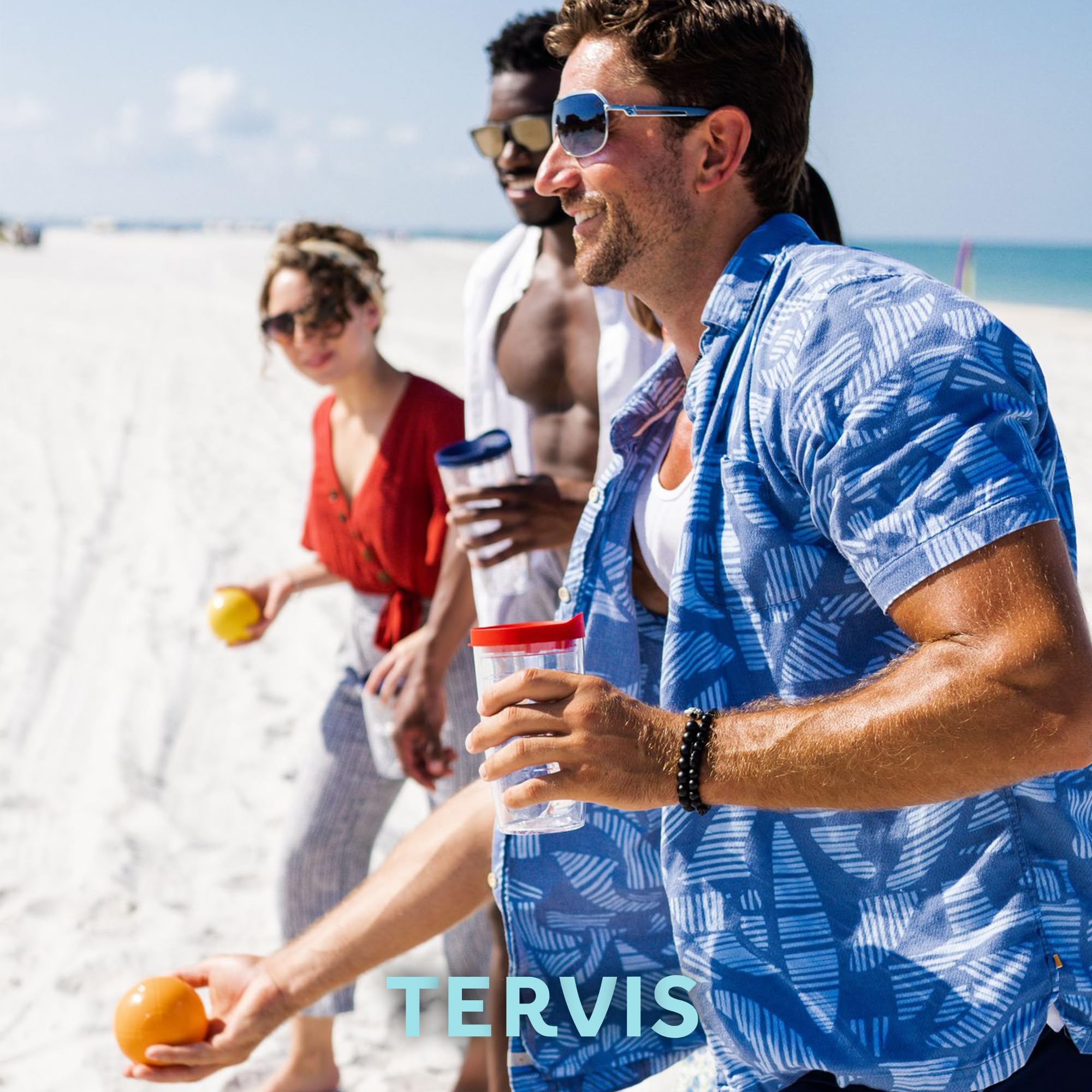 Tervis Tropical Hibiscus Collection Made in USA Double Walled Insulated Tumbler Cup Keeps Drinks Cold & Hot, 16oz 4pk, Assorted Island Hibiscus - No Lid