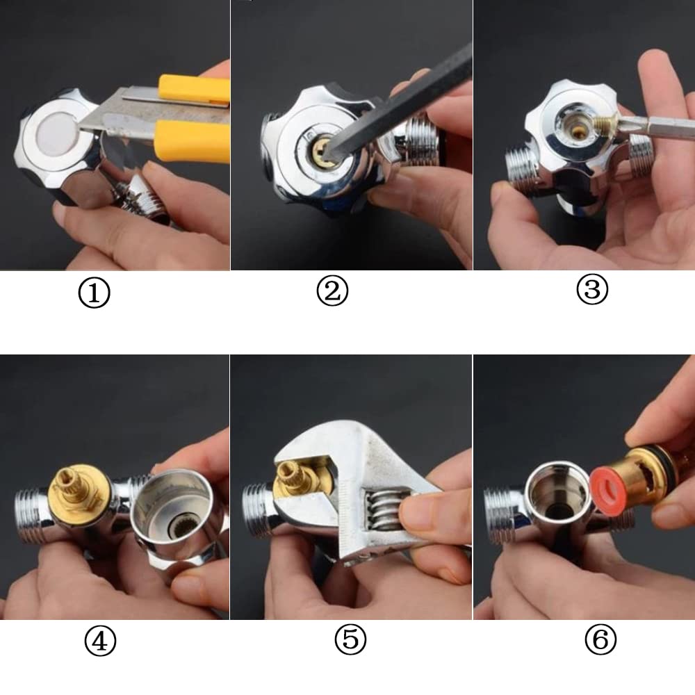 Faucet Ceramic Cartridge Valve, G1/2" Brass Tap Ceramic Disc Cartridges Replacement for Hot Cold Water (Type F1- H49mm)