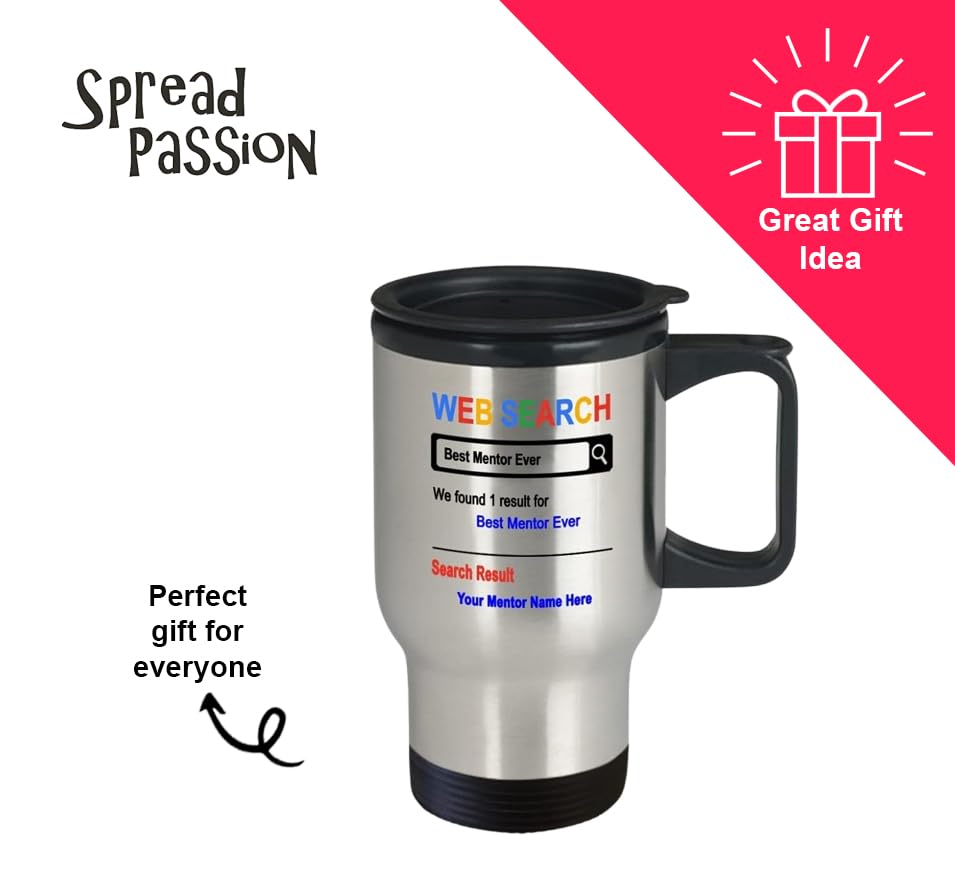 SpreadPassion Personalized Mentor Travel Mug, Custom Mentor Mug, Custom Mentor Insulated Tumbler, Custom gift for Mentor, Mentor Coffee Travel Mug, Custom Mentor