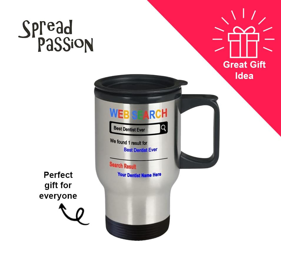 SpreadPassion Personalized Dentist Travel Mug, Custom Dentist Insulated Tumbler, Custom gift for Dentist, Dentist Coffee Travel Mug, Custom Dent