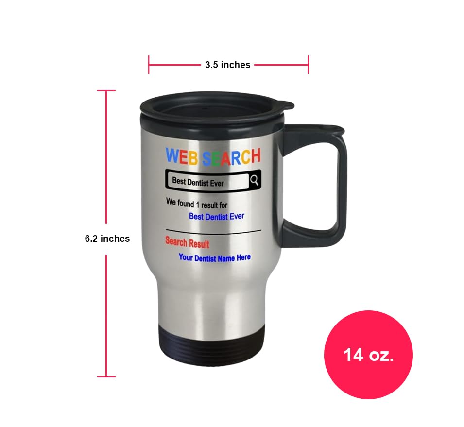 SpreadPassion Personalized Dentist Travel Mug, Custom Dentist Insulated Tumbler, Custom gift for Dentist, Dentist Coffee Travel Mug, Custom Dent