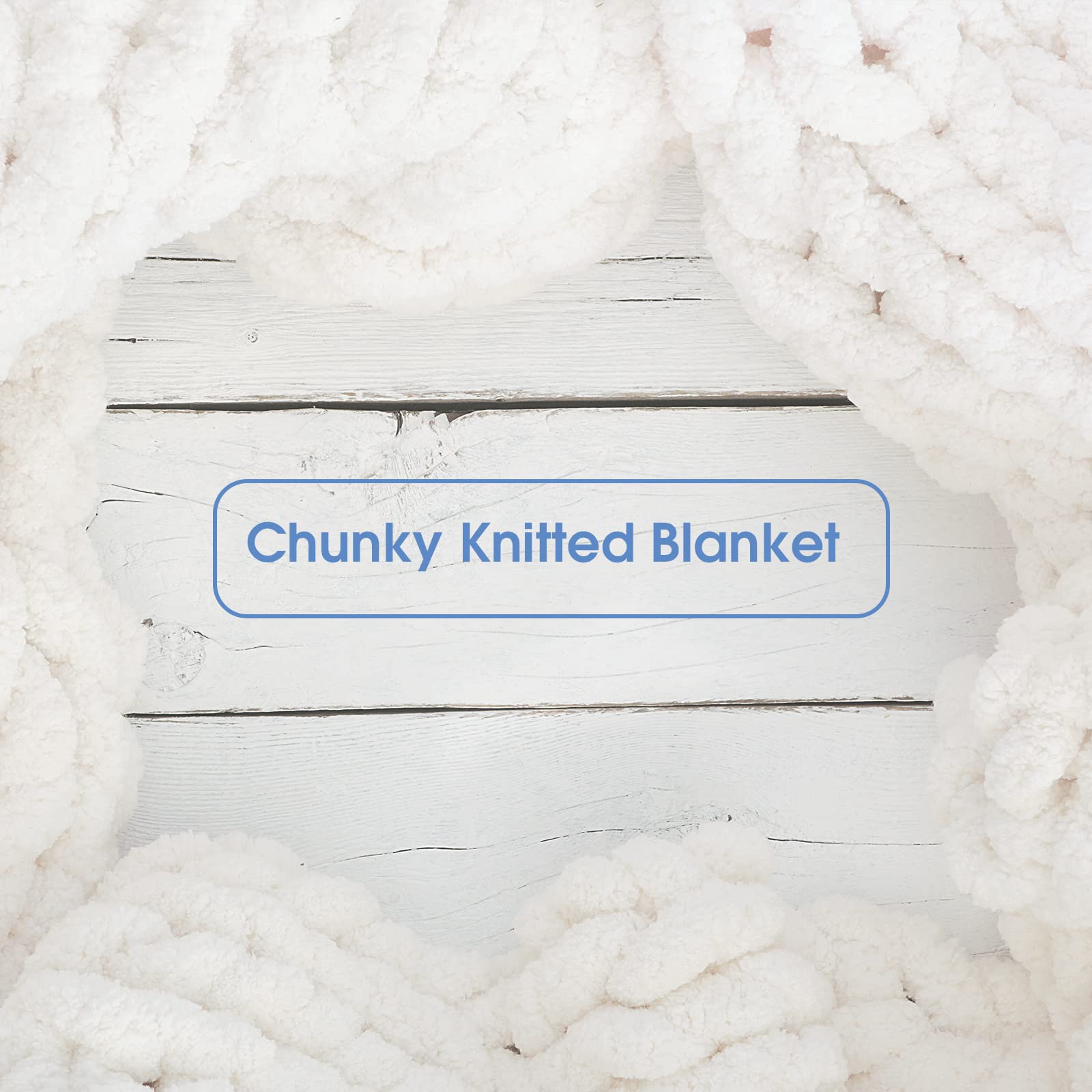 HOMBYS White Chunky Chenille Yarn for Crocheting, Bulky Thick Fluffy Yarn for Knitting,Super Bulky Chunky Yarn for Hand Knitting Blanket, Soft Plush Yarn, 8 Jumbo Pack (27 yds,8 oz Each Skein)