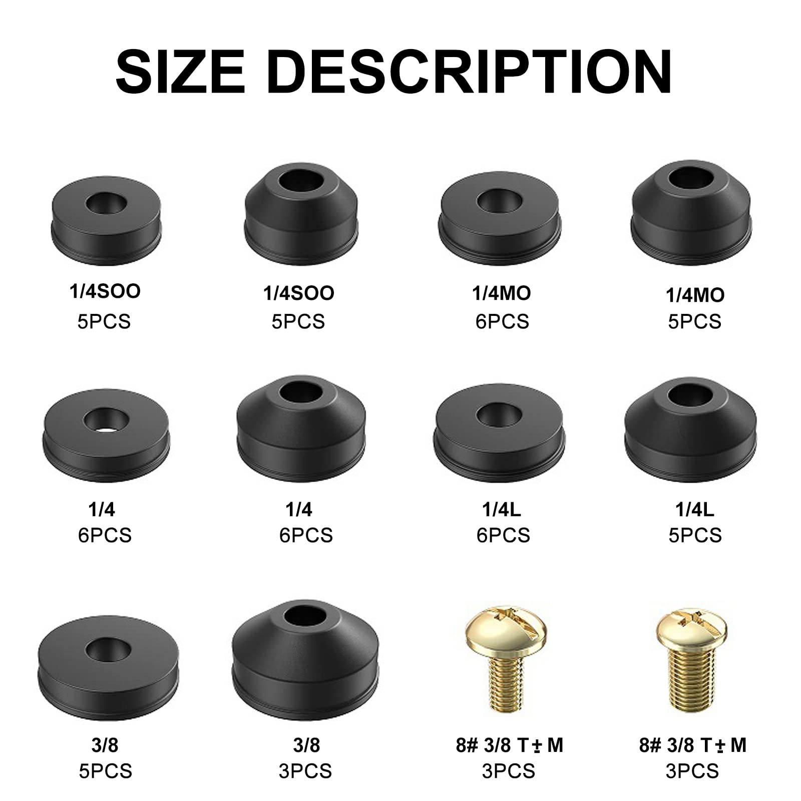 58-Pack Faucet Washer Assortment Kit Rubber Faucet Washers Flat and Beveled Faucet Washers Repair Kit with Brass Bibb Screws for Repairing Faucet Leak