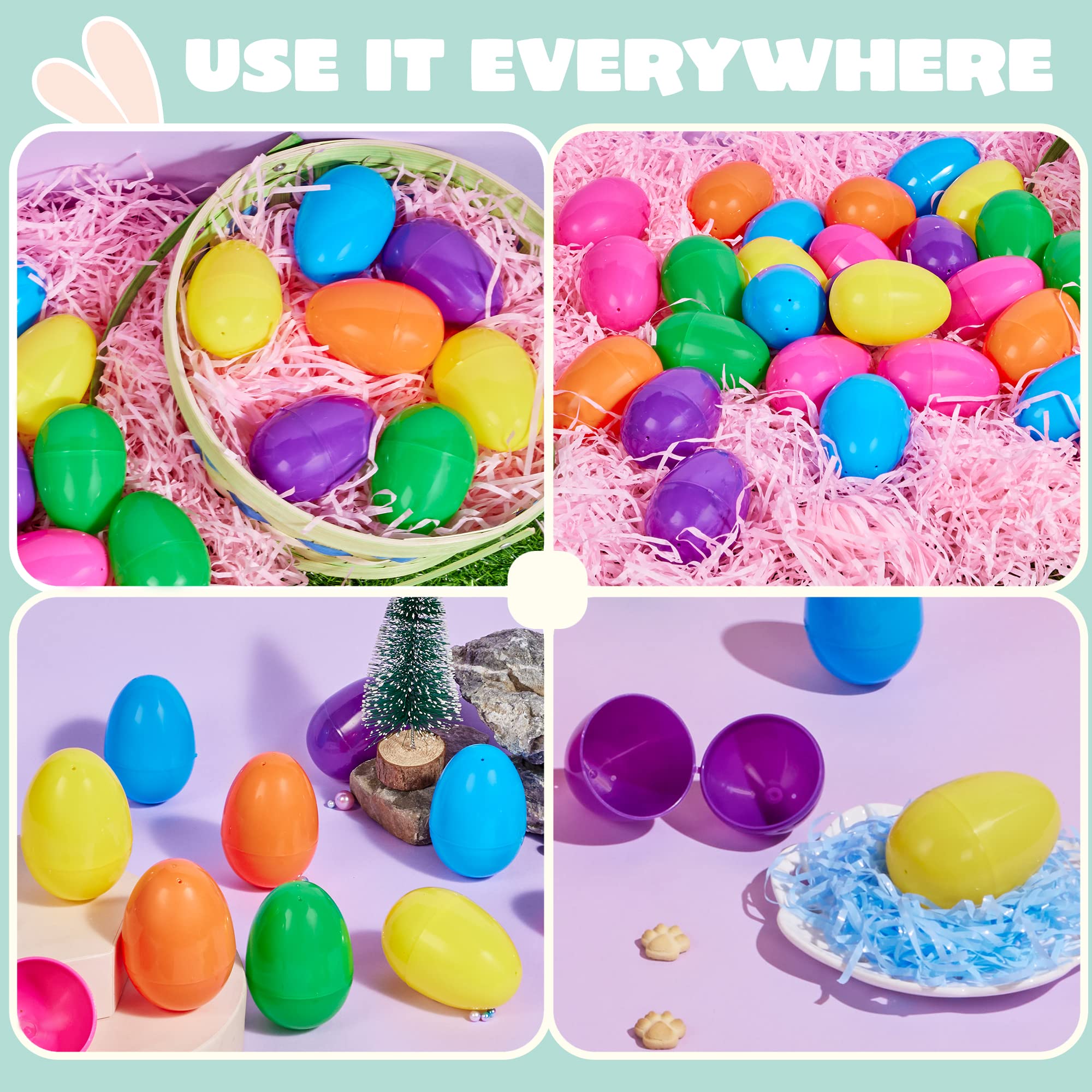JOYIN 3.15" Easter Eggs, Fillable Plastic Eggs Empty Colorful Bright Eggshells with Hinge for Easter Hunt, Filling Treats, Party Favor, Basket Stuffers, Classroom Prize Supplies, 36PCS