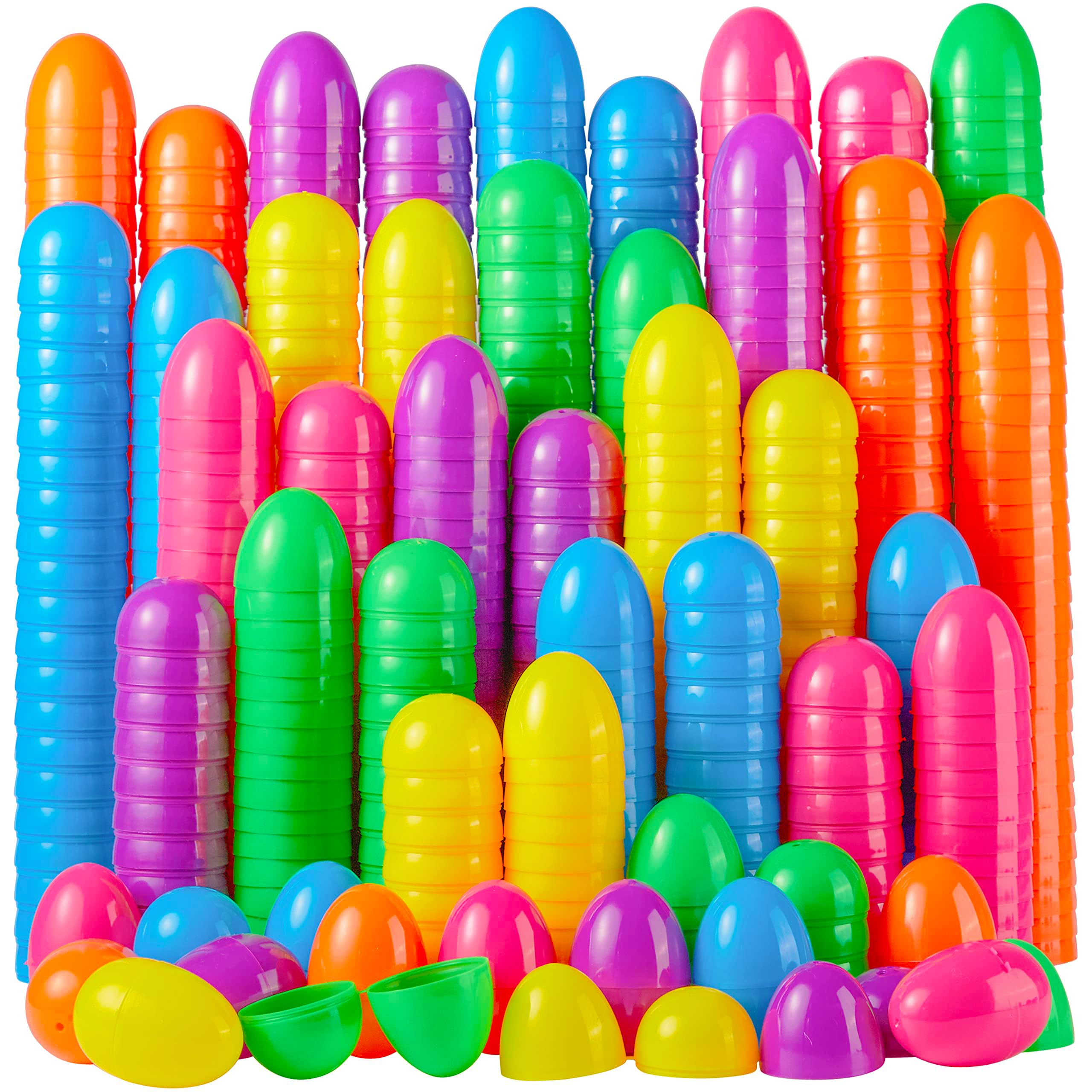 JOYIN 50 PCS 2.3" Easter Eggs, Empty Plastic Eggs Fillable Colorful Bright Eggshell Bulks for Easter Hunt, Filling Treats, Party Favor, Basket Stuffers, Classroom Prize Supplies