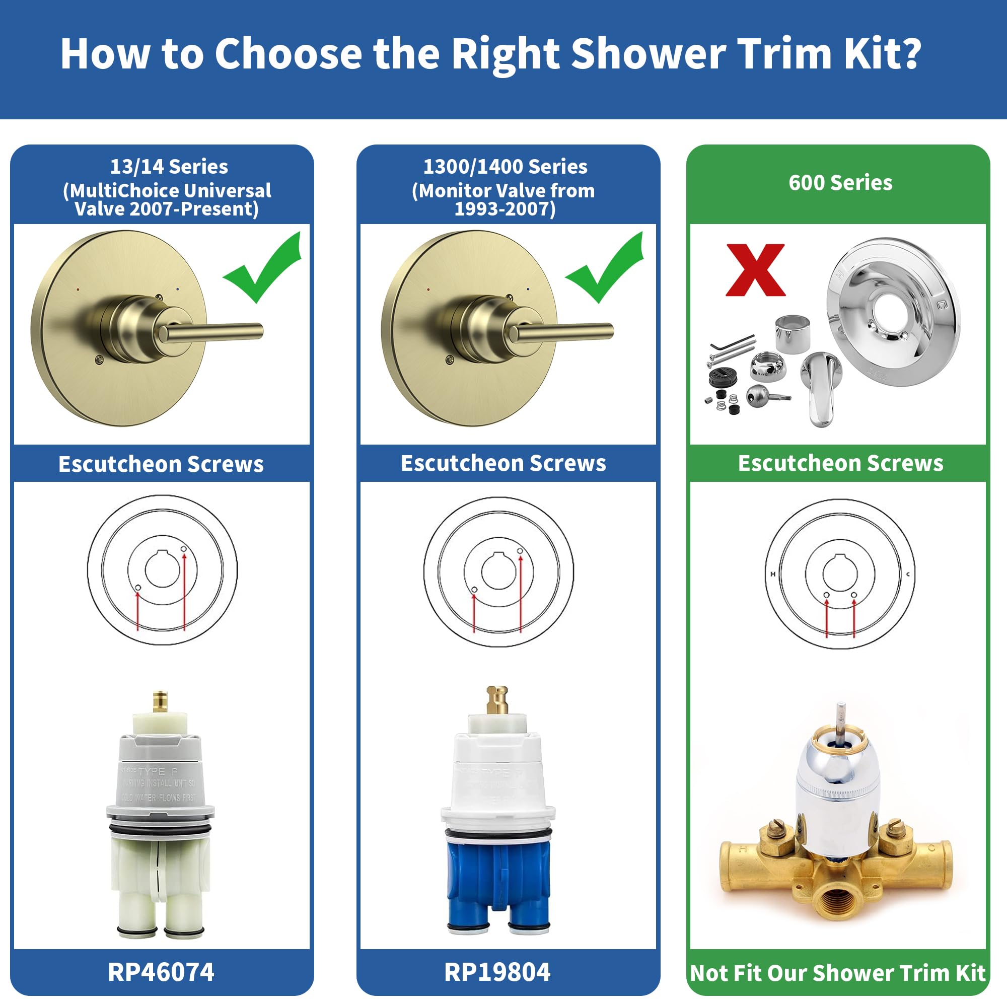 Replacement for Delta Trinsic 14 Series Single-Function Champagne Bronze Shower Valve Trim Kit, Shower Handle, Champagne Bronze Shower Trim Kit T14059-CZ (Cartridge and Valve Not Included)