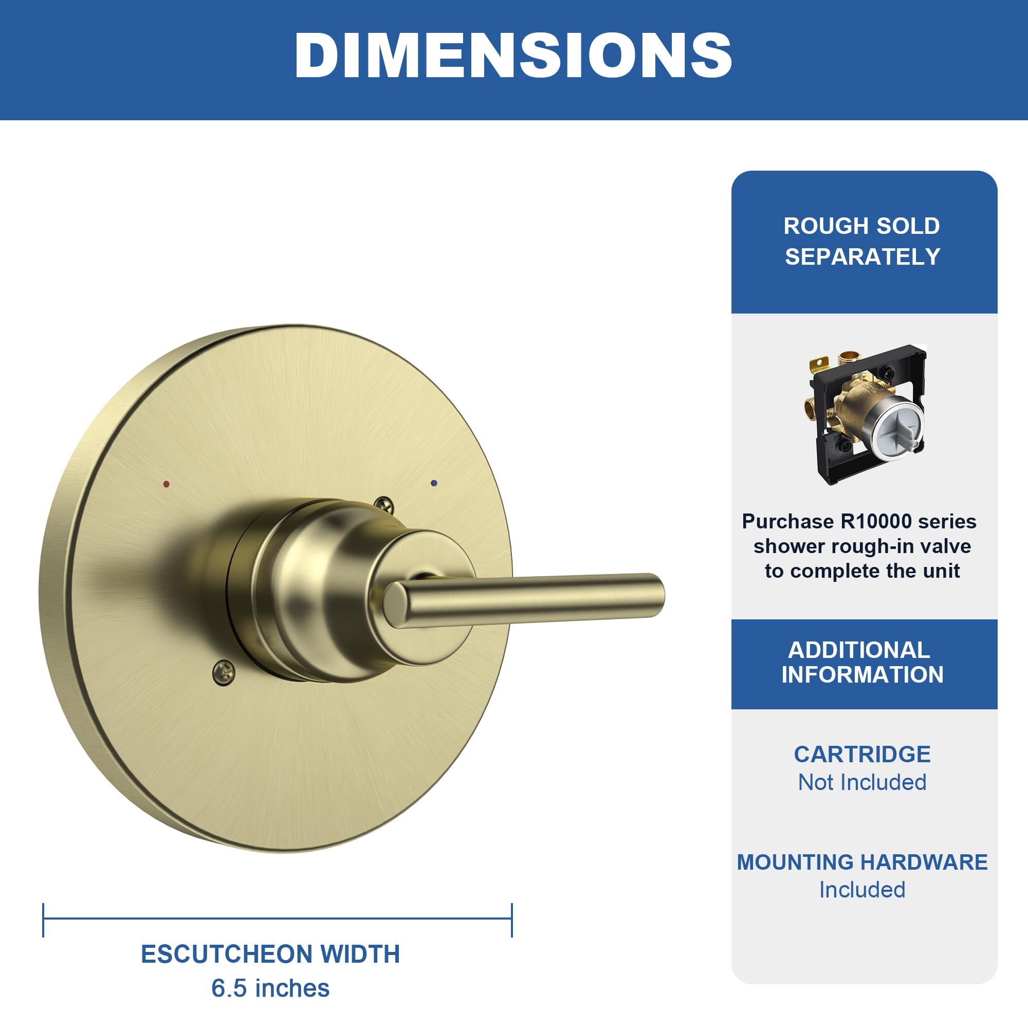 Replacement for Delta Trinsic 14 Series Single-Function Champagne Bronze Shower Valve Trim Kit, Shower Handle, Champagne Bronze Shower Trim Kit T14059-CZ (Cartridge and Valve Not Included)