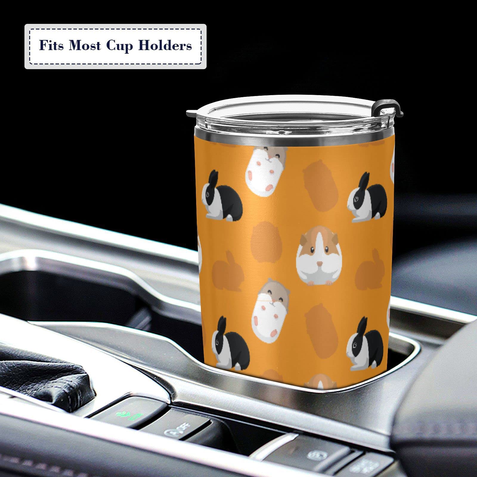Yasala Tumbler Guinea Pig Cute Rabbit Insulated Coffee Cup Beverage Container Office Travel Mug with Straw and Lid 20oz Back to School Gift