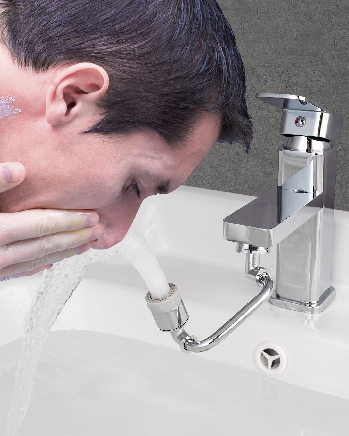 Hibbent 1080° Rotatable Faucet Extender, Swivel Faucet Aerator, Metal Faucet Attachment Dual Function Kitchen Bathroom Sink Sprayer Attachment for Gargle/Eye/Face Washing 15/16'' Male Thread