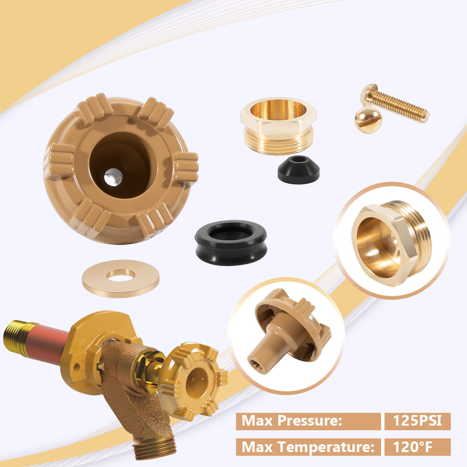 RK-14MH Repair Kit Metal Handle Repair Kit, for Woodford Model 14 Model 18 Outdoor Faucet, Prevent Leaking (7 Pcs)