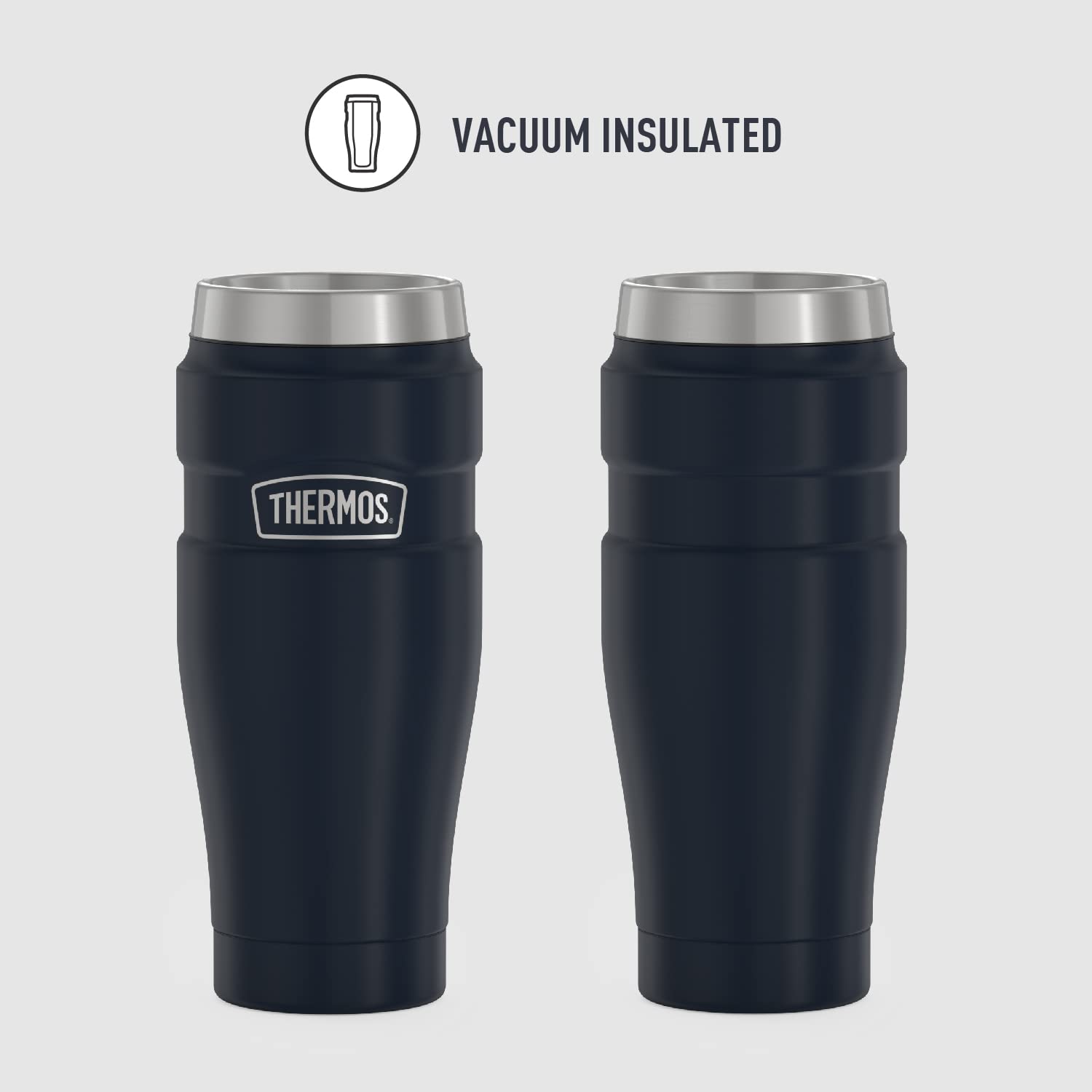 THERMOS Stainless King Vacuum-Insulated Travel Mug (16 Ounce) and Tumbler (16 Ounce) Bundle, Midnight Blue