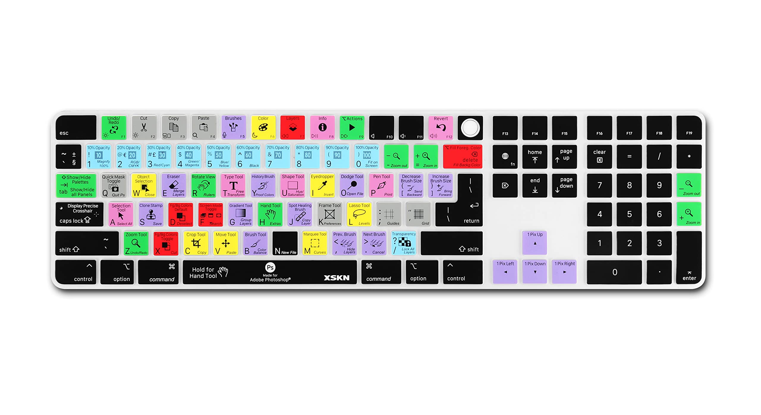XSKN Photoshop EU US Common Version Silicone Keyboard Cover Skin for 2020-2023 Apple Magic Keyboard with Touch ID and Numeric Keypad A2520 (Left 3 Keys Not Suite for 2024 New One Model)