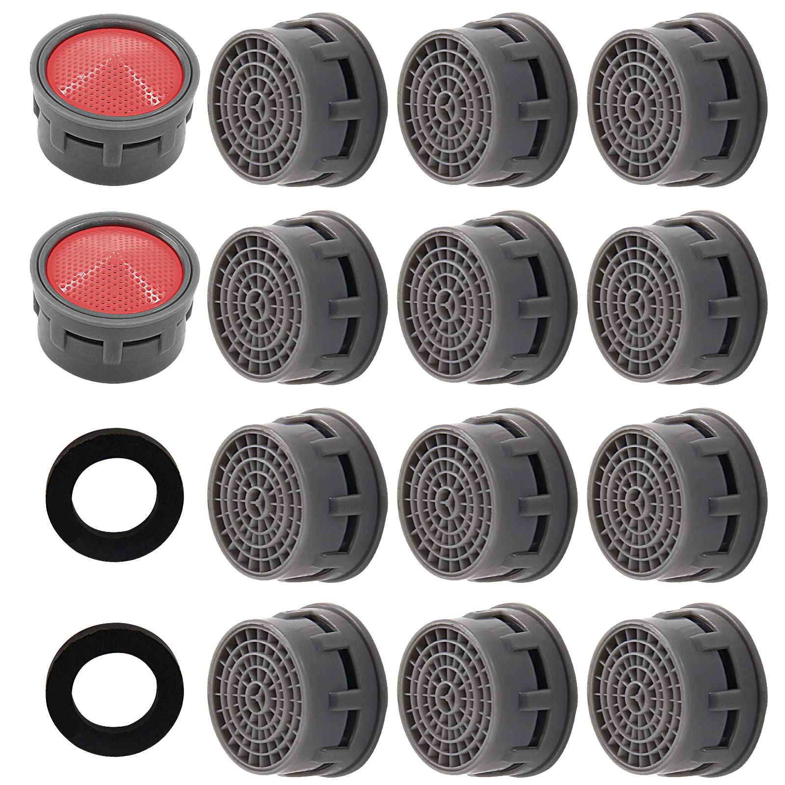 20 Pack Faucet Aerator, Faucet Flow Restrictor with Washers Replacement Parts Insert Sink Aerator for Bathroom or Kitchen, (Red, 2.2 GPM)