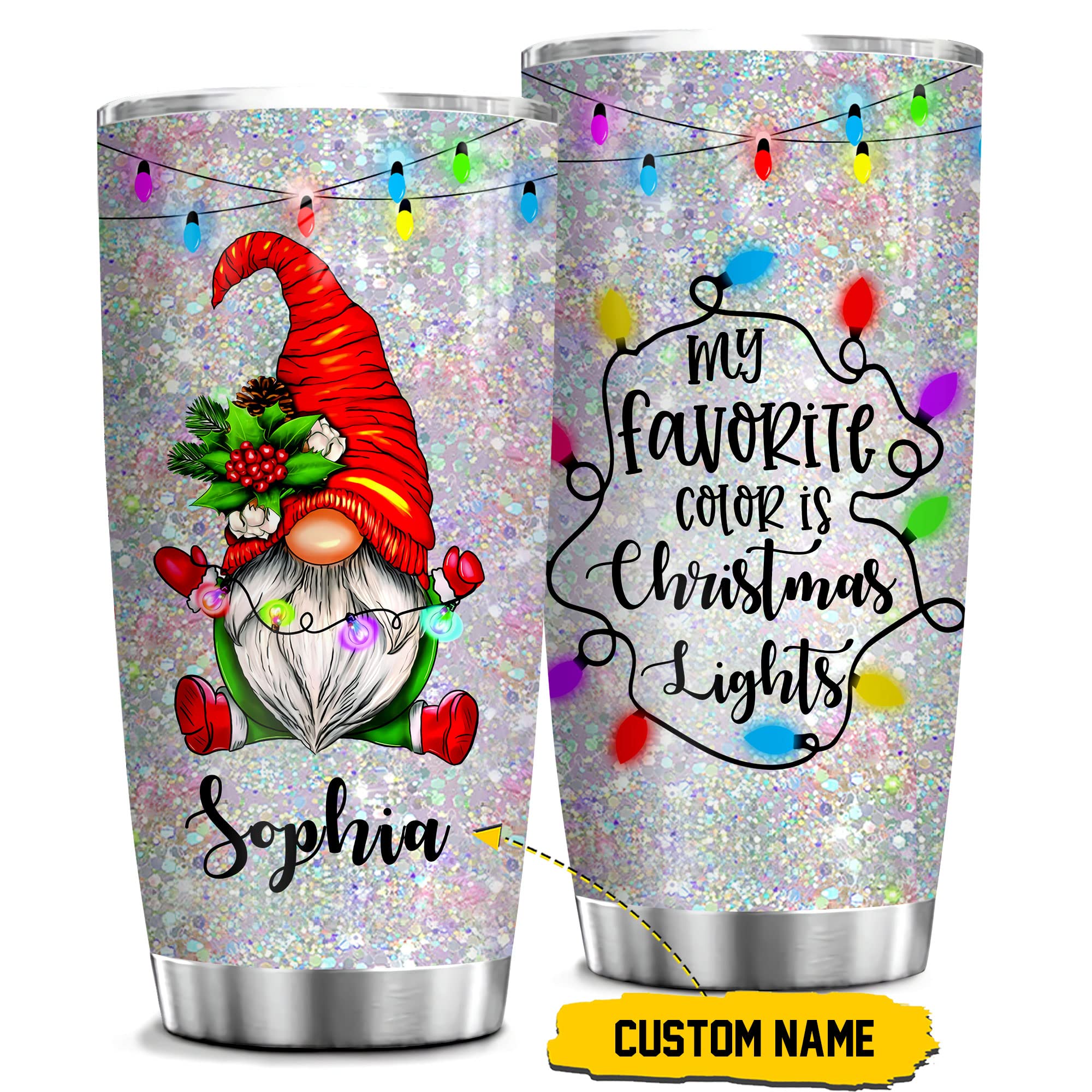 Christmas Gnome Tumbler, 20oz Stainless Steel Coffee Mug, Gifts for Women and Coffee Lovers