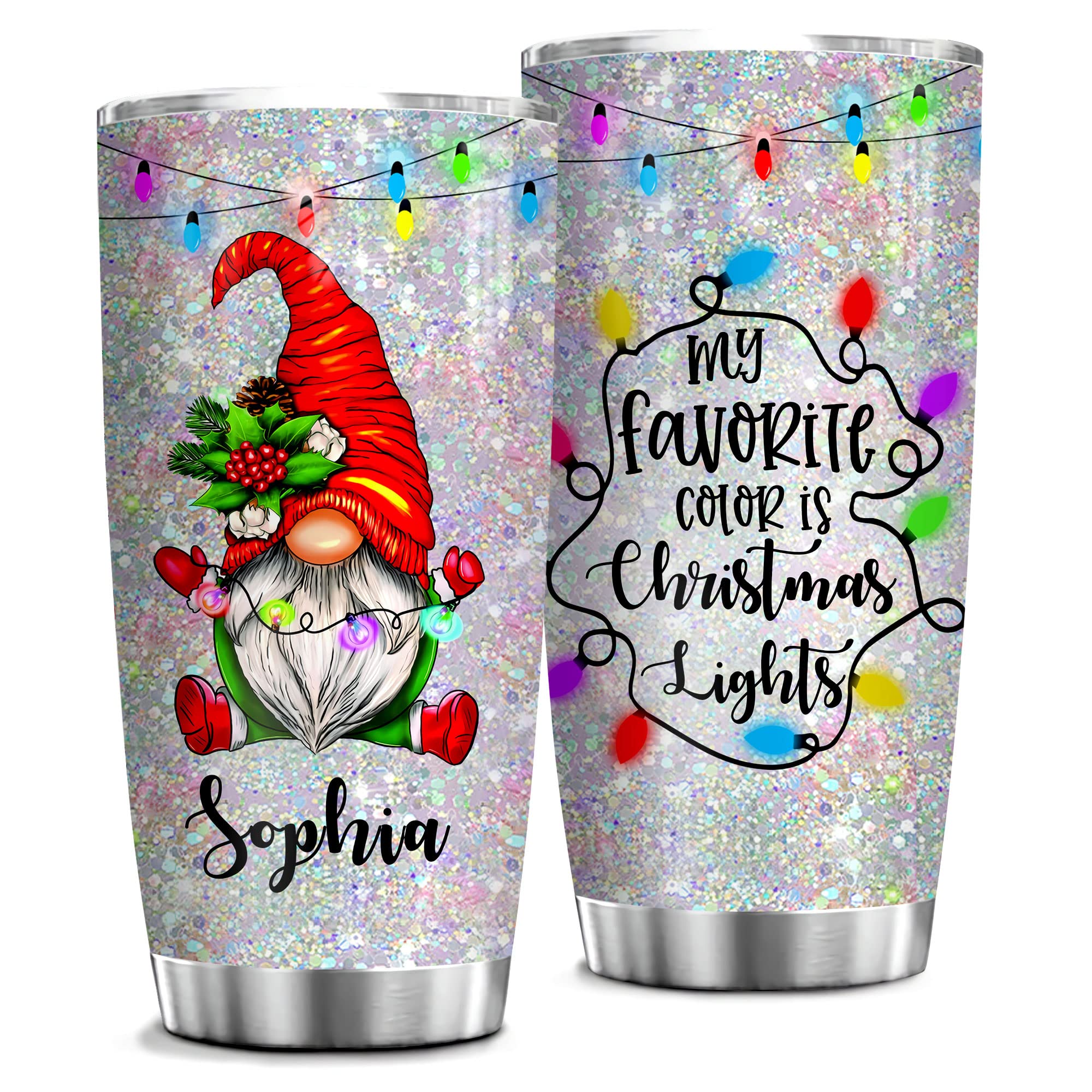 Christmas Gnome Tumbler, 20oz Stainless Steel Coffee Mug, Gifts for Women and Coffee Lovers