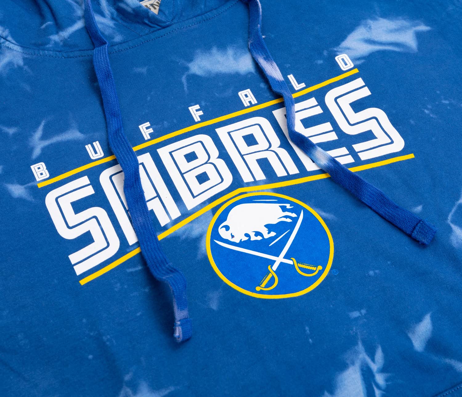 Calhoun NHL Surf & Skate Unisex Crystal Tie Dye Ultra-Soft Pullover Hoodie β The Sunset Collection (Buffalo Sabres, Large)