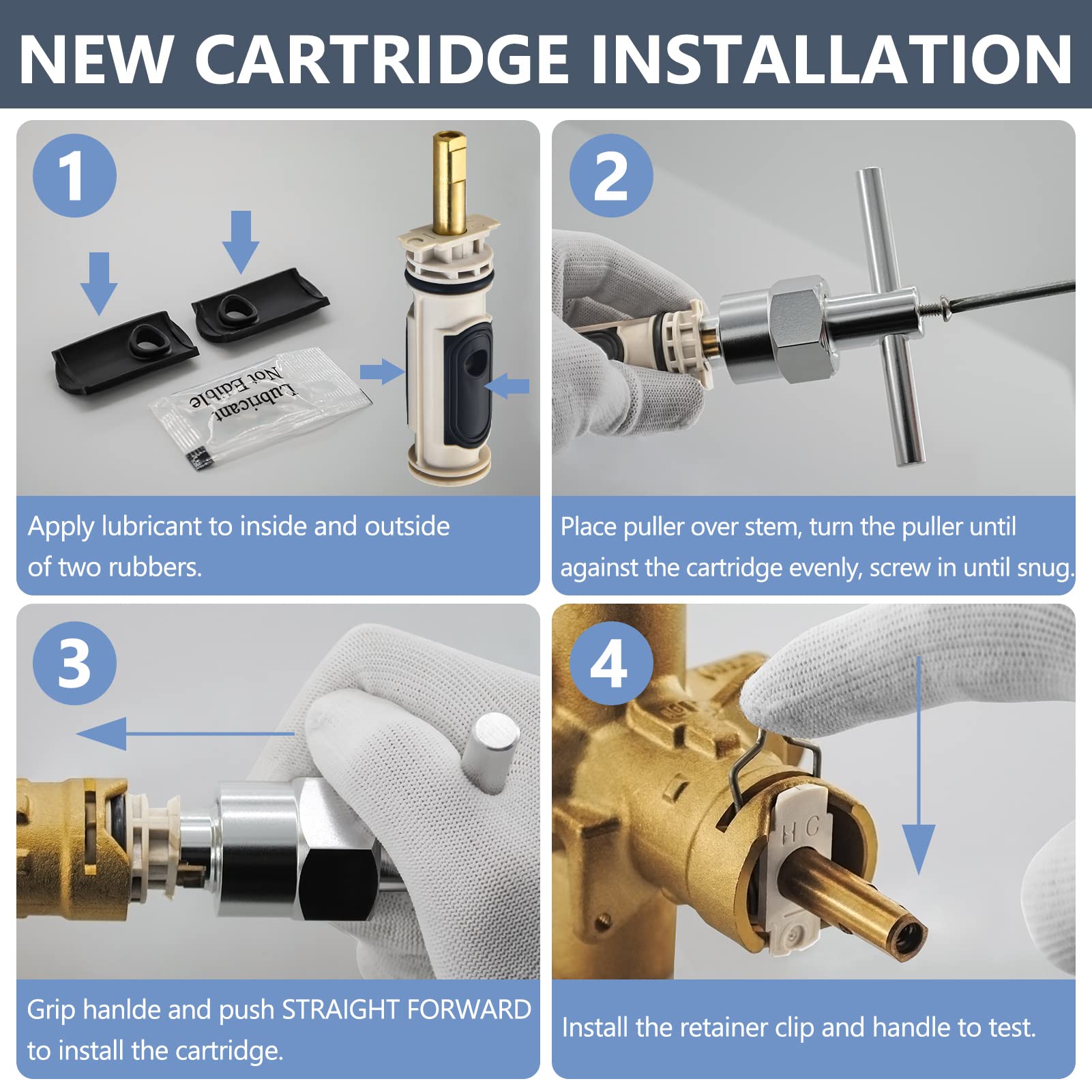 1222 Replacement Cartridge with Removal Tool 104421 and Handle Adapter Kit 116653 for Moen, Compatible with One Hanlde Posi Temp Shower Faucet