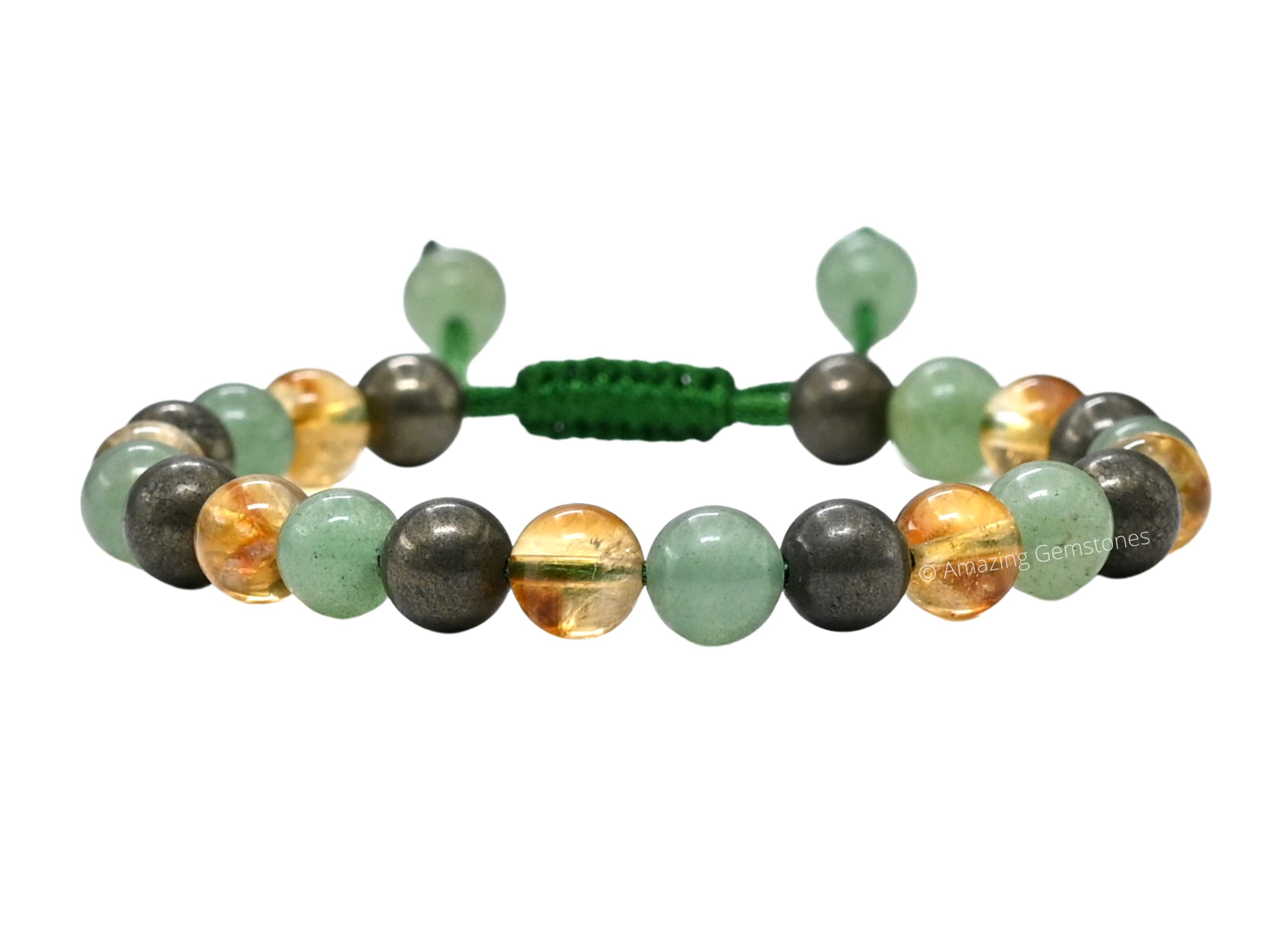 Money Wealth Success Bracelet - Pyrite Green Aventurine Citrine Bracelet Set for Men Women Healing Calming Anxiety Stress Relief Gifts Pulseras Para Hombres Mujer Stocking Stuffers (Adjustable)