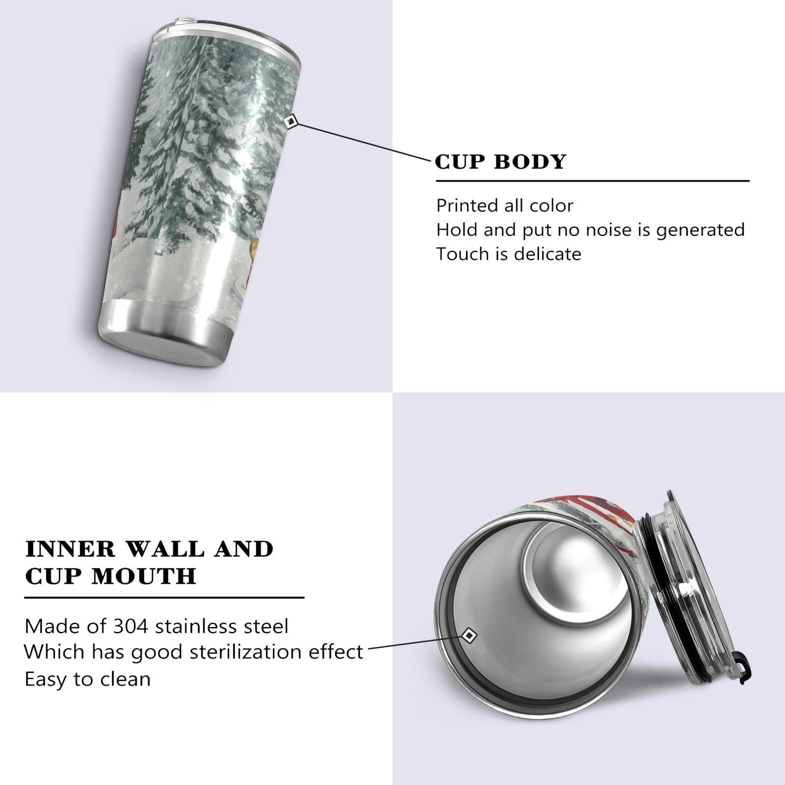 Yasala Christmas Tumbler Snow Truck Forest Pine Insulated Coffee Cup Beverage Container Office Travel Mug with Straw and Lid 20oz Holiday Back to School Gift