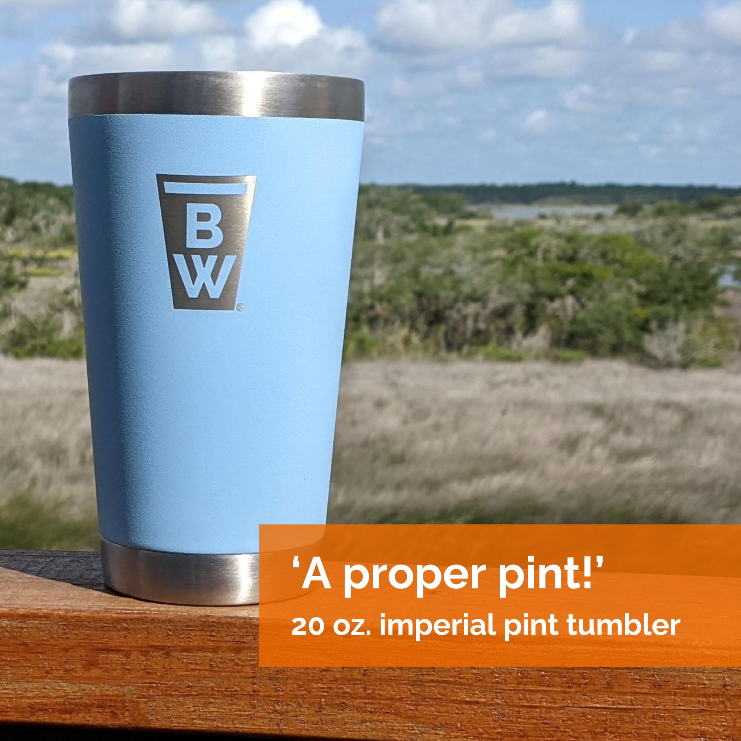 6PINT 20 oz. Imperial Pint Tumbler | Pint Glass Cooler | Cooler for 12 oz. to 24 oz. Plastic Cups | Premium Vacuum-Insulated Stainless Steel (Light Blue)