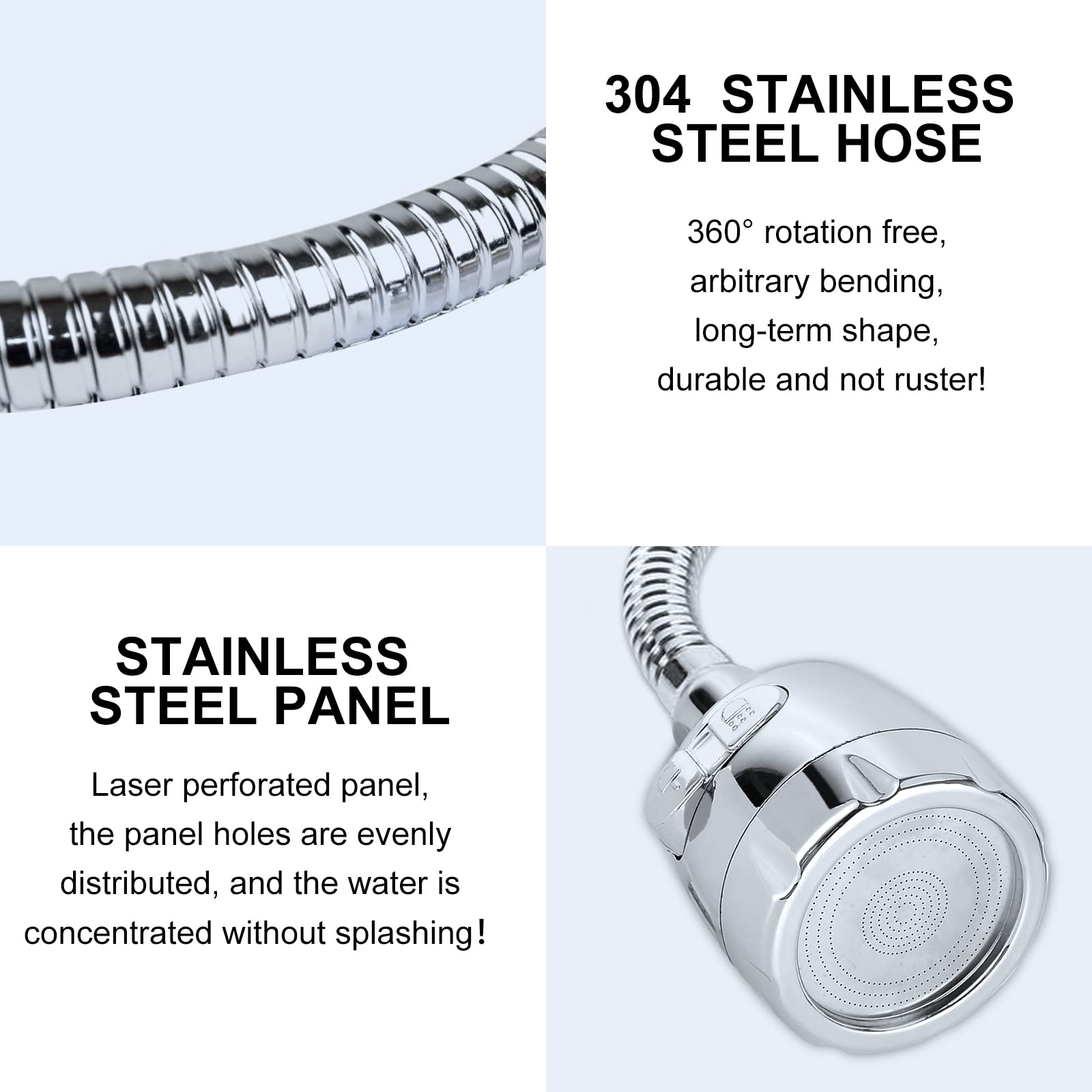 Sink Faucet Attachment, Movable Kithchen Faucet Head 360° Rotatable Faucet Sprayer Head Replacement Water Saving Faucet Extender,Anti -Splash,3 Modes, Chrome Faucet Head for Kitchen and Bathroom
