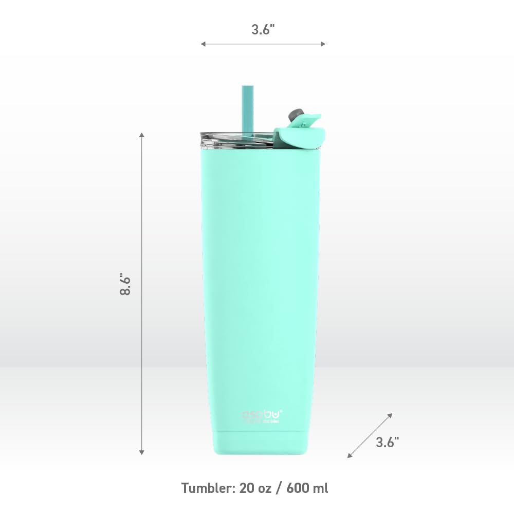 asobu Aqualina Stainless Steel Insulated Water Bottle with Interchangeable Hot and Cold Lid and Built in Straw (Mint)