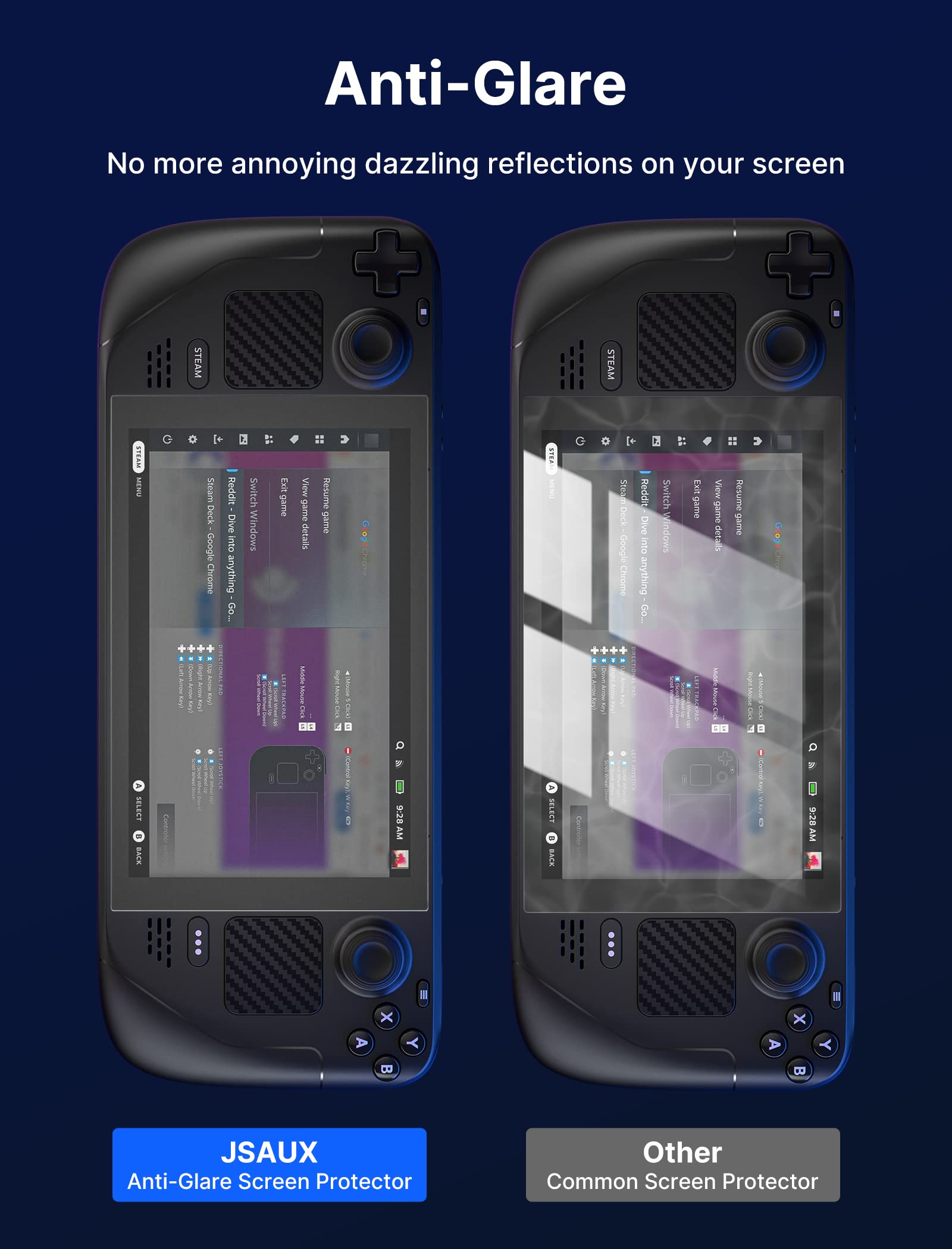 JSAUX 2-Pack Anti Glare Screen Protector for Steam Deck, 9H Hardness Matte Tempered Glass with Guiding Frame, Scratch Resistant, Comes with Toolkits
