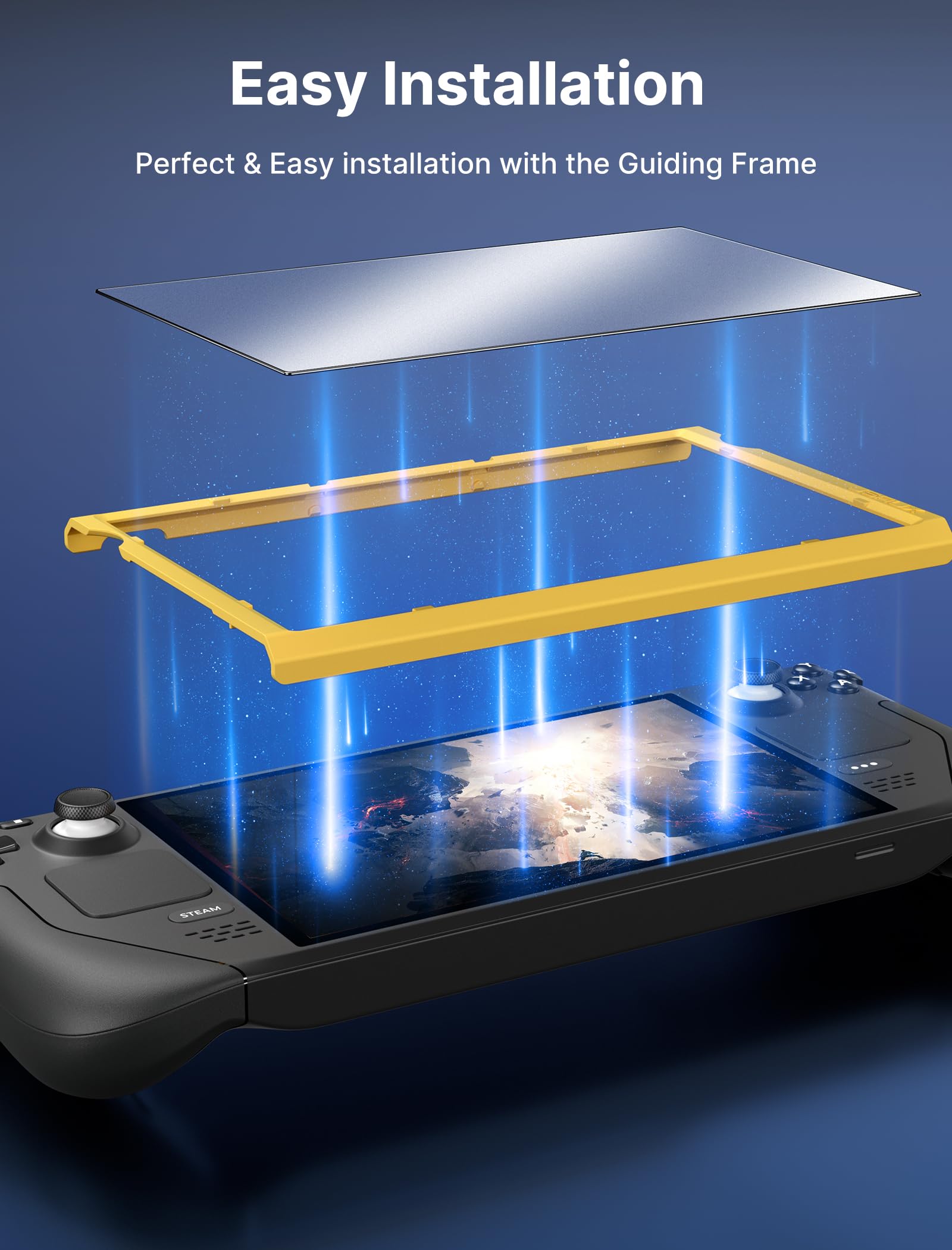 JSAUX 2-Pack Anti Glare Screen Protector for Steam Deck, 9H Hardness Matte Tempered Glass with Guiding Frame, Scratch Resistant, Comes with Toolkits