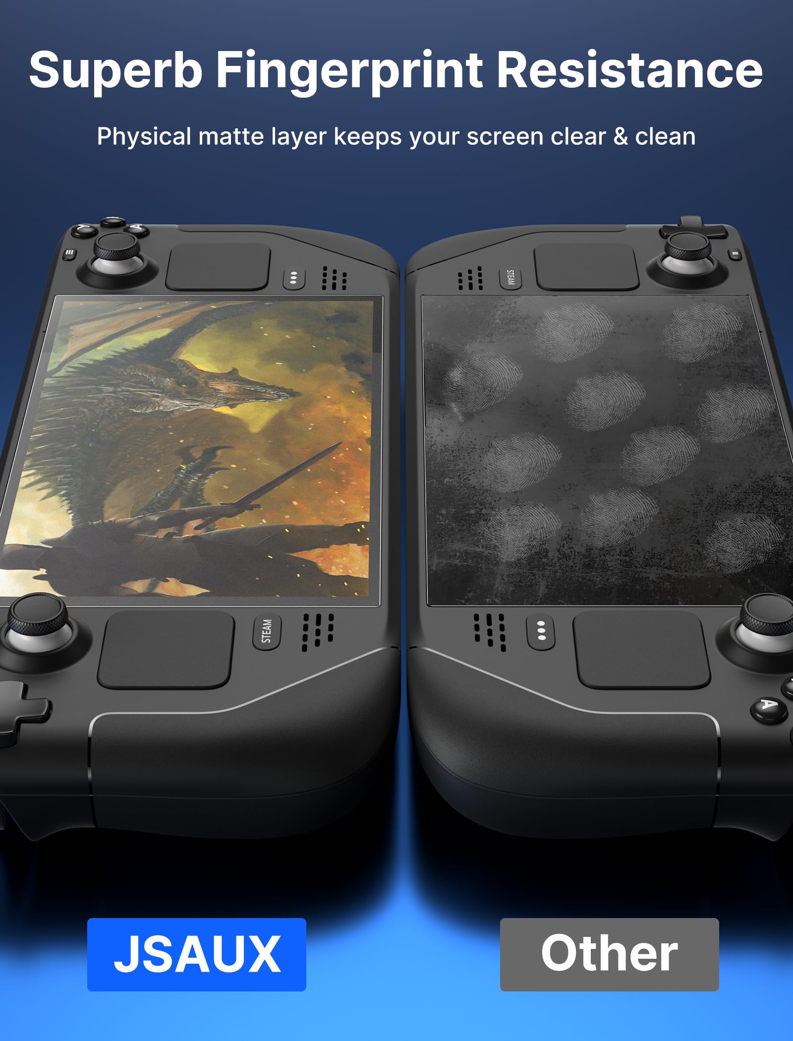 JSAUX 2-Pack Anti Glare Screen Protector for Steam Deck, 9H Hardness Matte Tempered Glass with Guiding Frame, Scratch Resistant, Comes with Toolkits