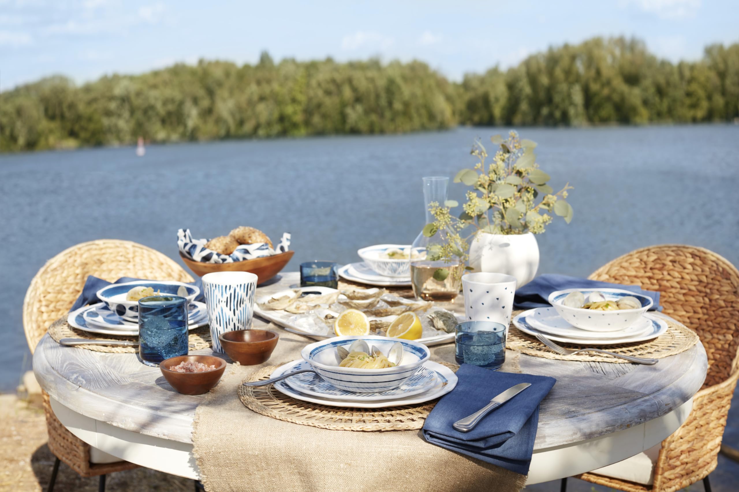 Lenox 895240 Blue Bay Melamine Assorted Tumblers, Set of 4, Lightweight Melamine Material