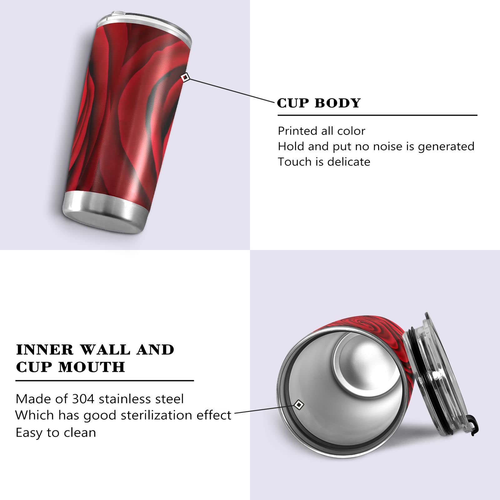 Yasala Valentines Tumbler Heart Shape Rose Red Insulated Coffee Cup Beverage Container Office Travel Mug with Straw and Lid 20oz Holiday Back to School Gift