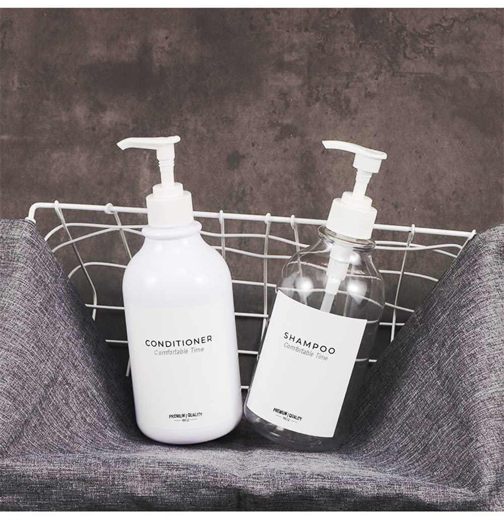 3 Pack of Shampoo and Conditioner Bottles - Apothecary Dispenser Bottle for Bathroom and Kitchen, Refillable Shampoo Bottles for Shampoo Lotion Oil Shower Soap Hand Soap and Dish Soap (Clear)
