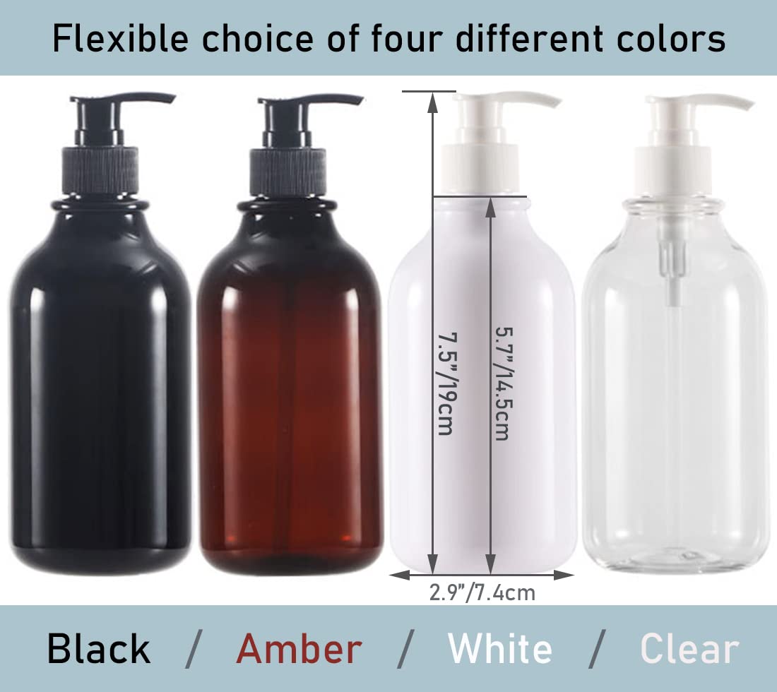 3 Pack of Shampoo and Conditioner Bottles - Apothecary Dispenser Bottle for Bathroom and Kitchen, Refillable Shampoo Bottles for Shampoo Lotion Oil Shower Soap Hand Soap and Dish Soap (Clear)