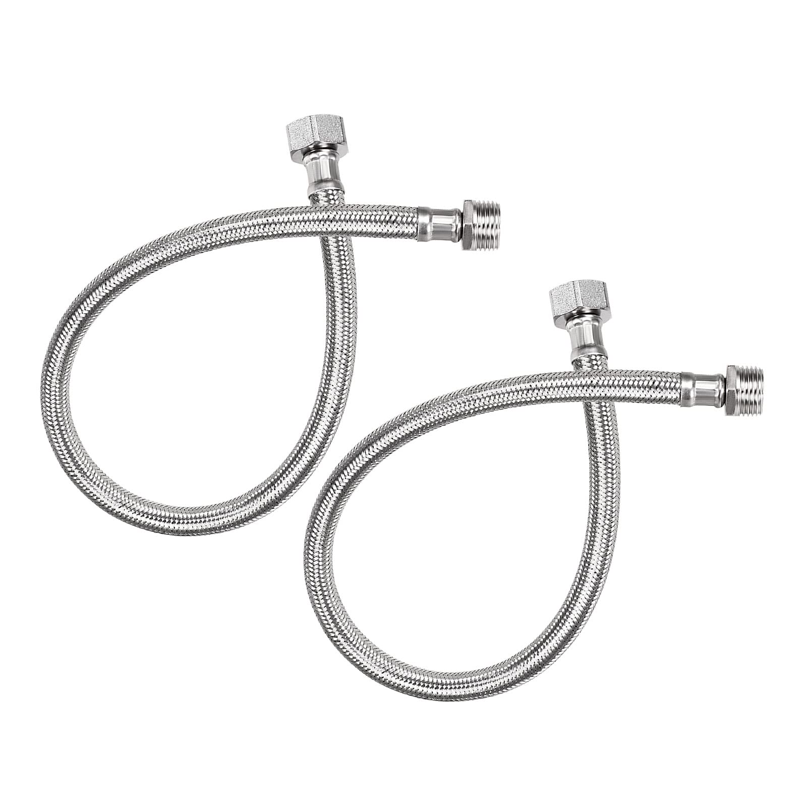 METALLIXITY Faucet Supply Line Connector (500mm/20") 2Pcs, 304 Stainless Steel G1/2 Female to G1/2 Male Water Supply Hose Connector - for Kitchen Bathroom