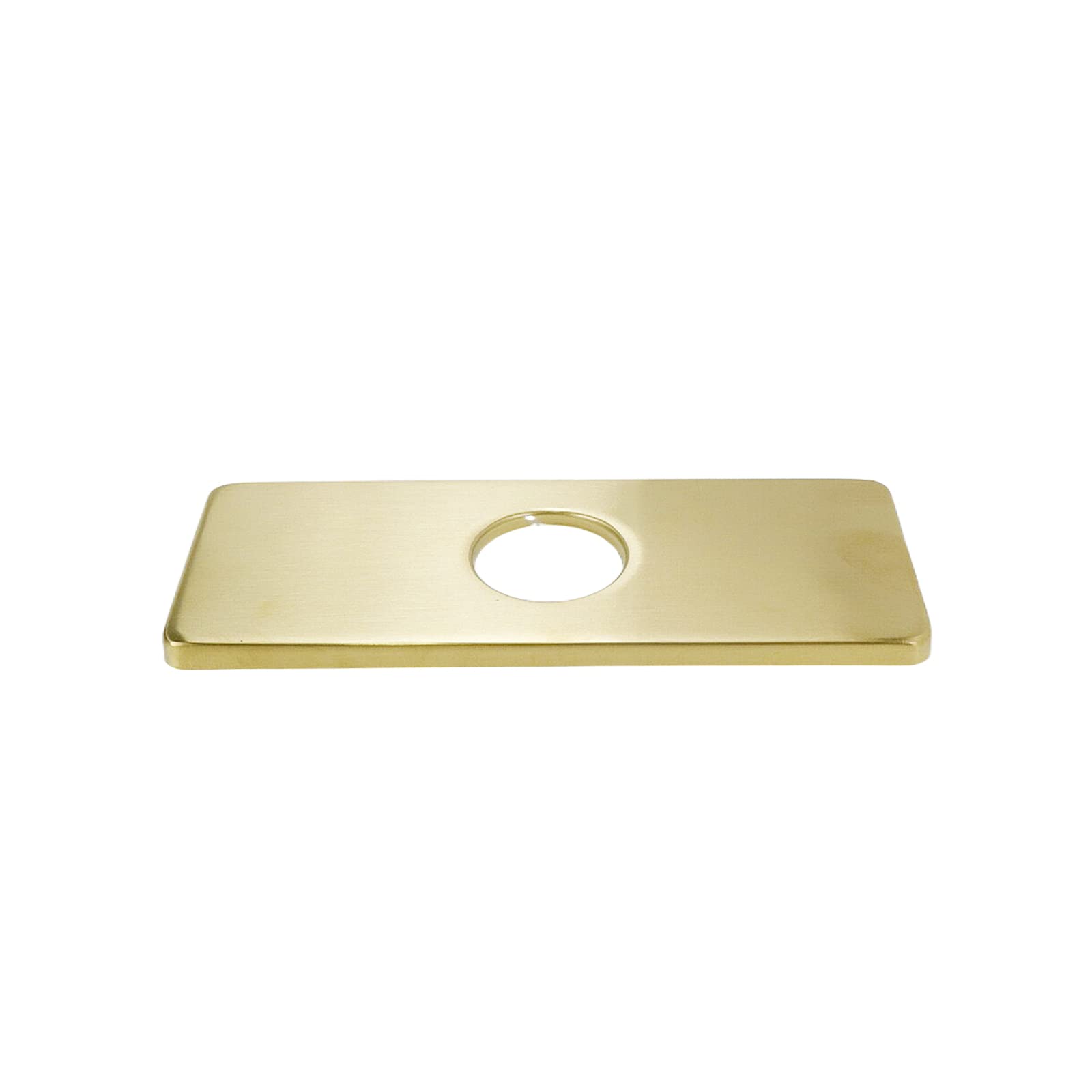 UTALIND 6 Inch Rectangle Hole Cover Deck, 3-to-1 Hole Deck Plate Stainless Steel Faucet Cover Plate For 4 Inch Sink(Brushed Gold)